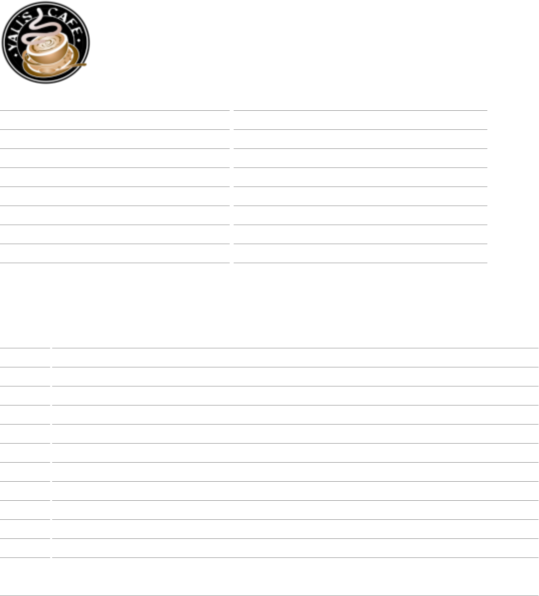 Preview Blank Catering Order