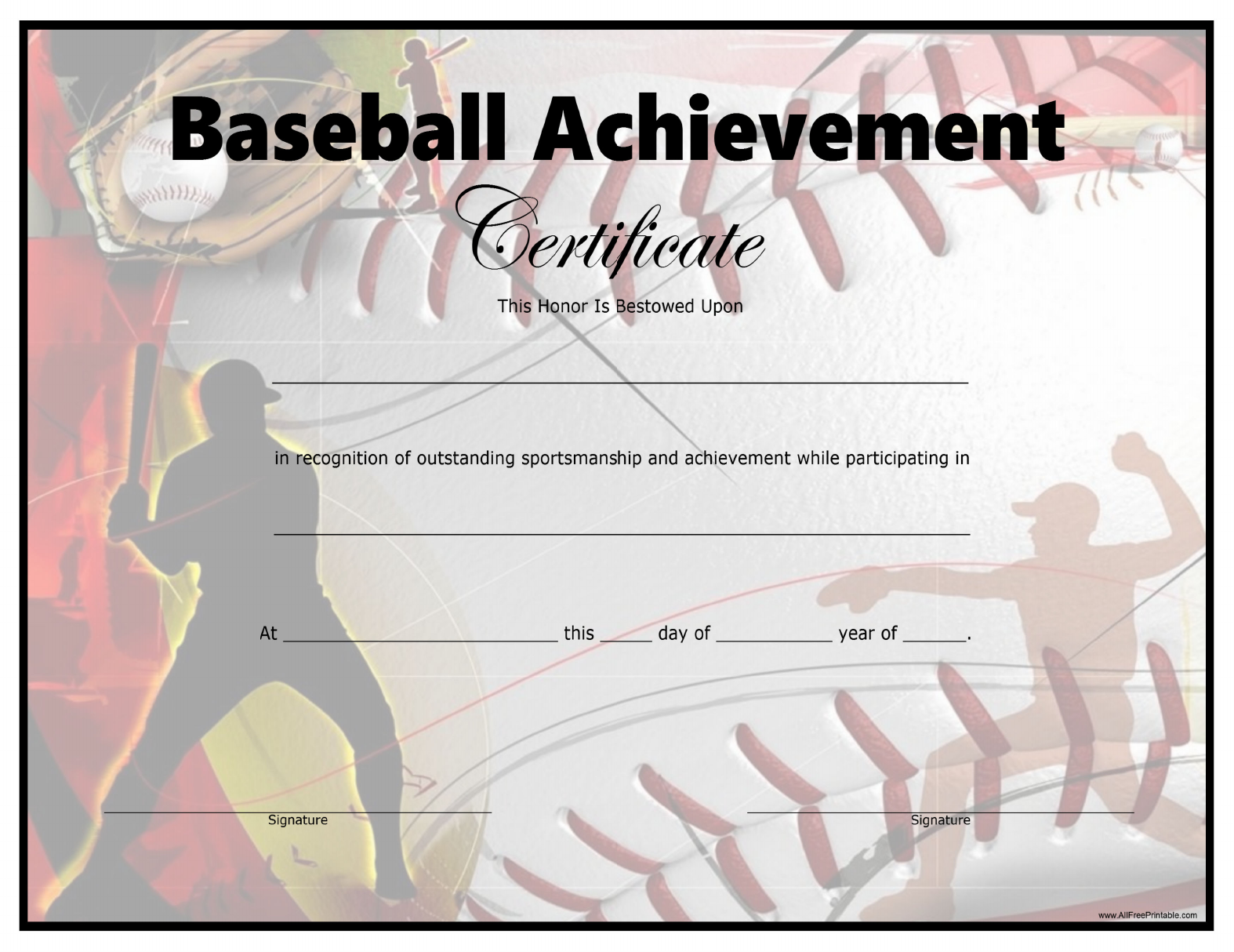 Preview Baseball Achievement Certificate