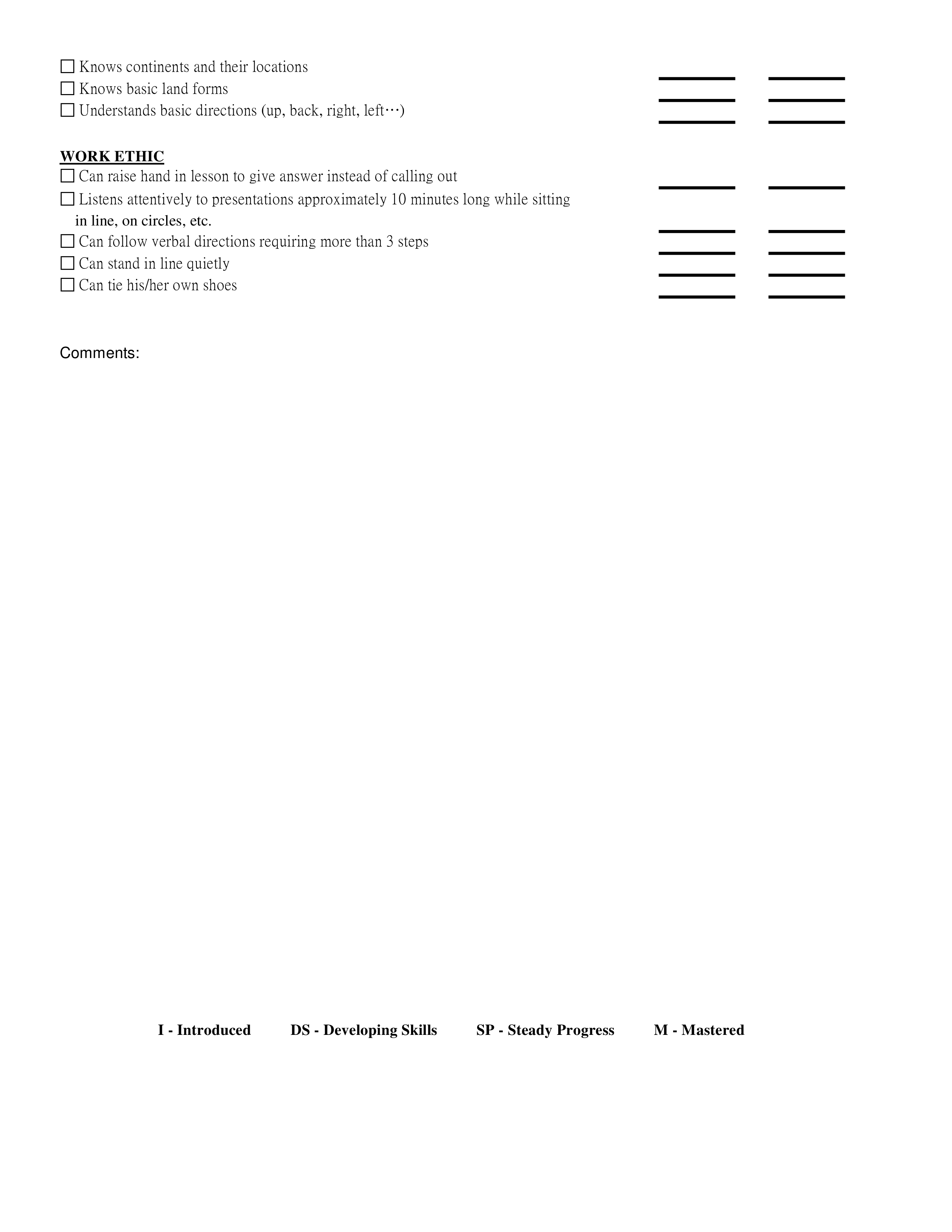 Montessori Kindergarten Progress Report | Templates at ...