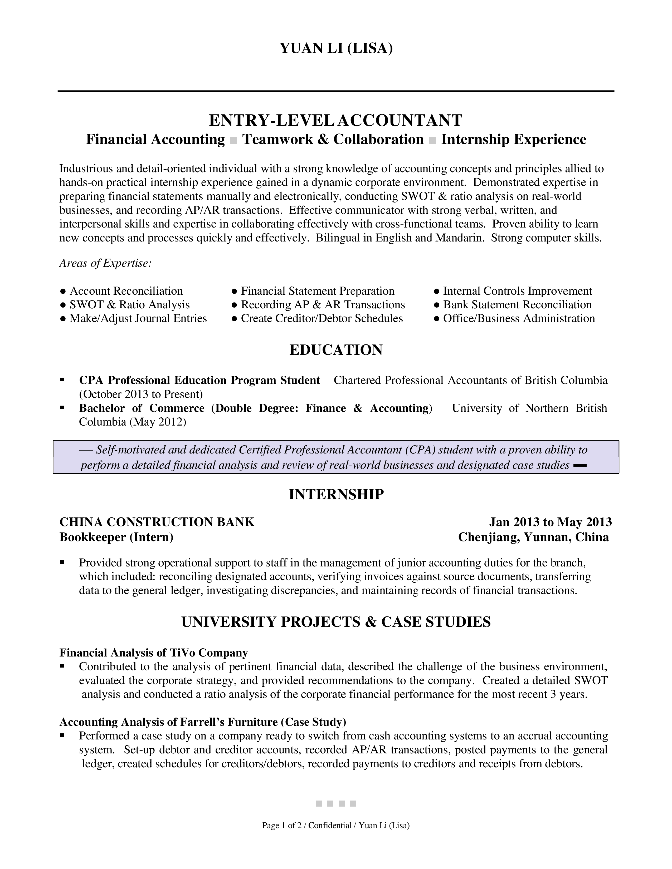 Entry Level Accounting And Finance Resume Templates At 