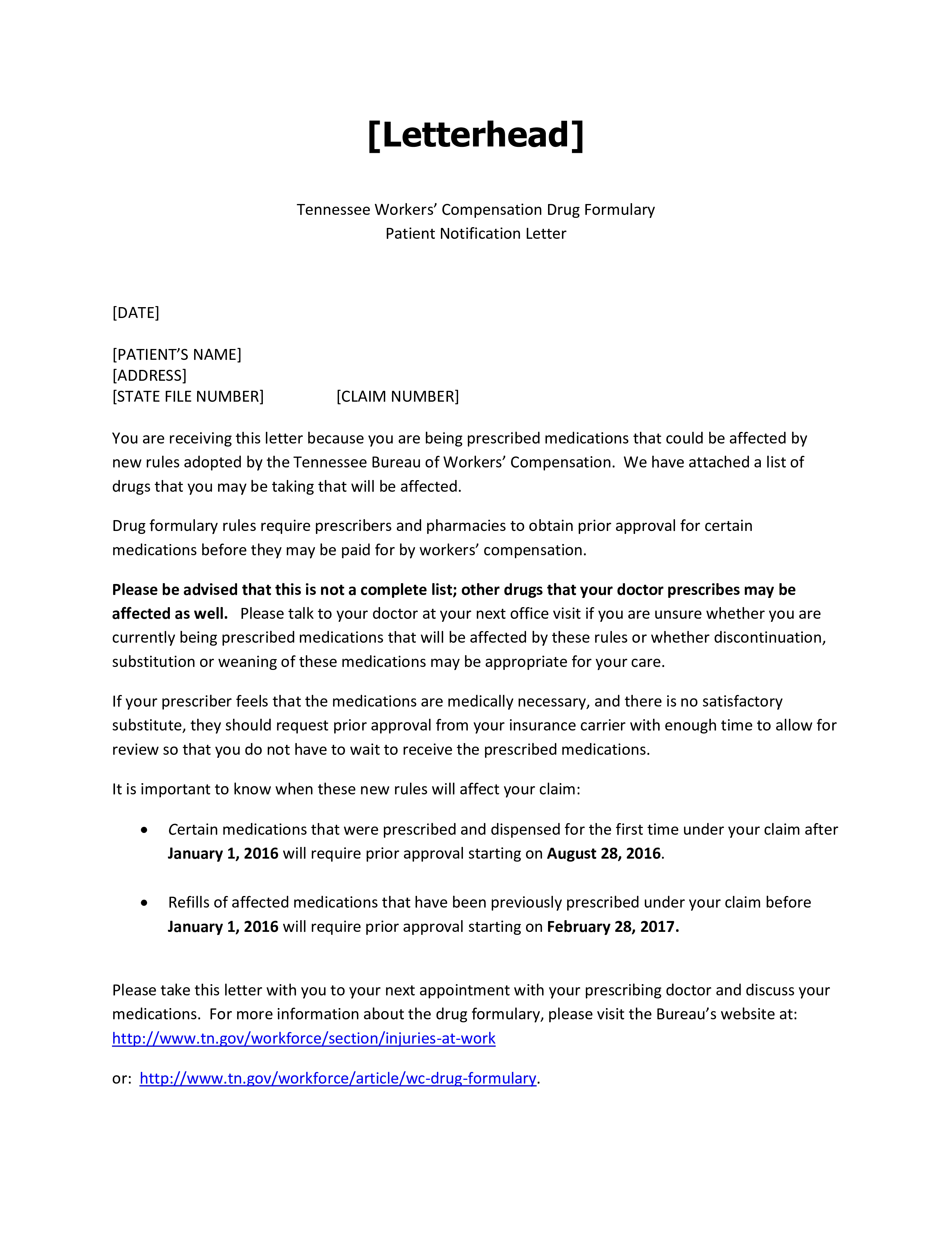 Notification Letter Template
