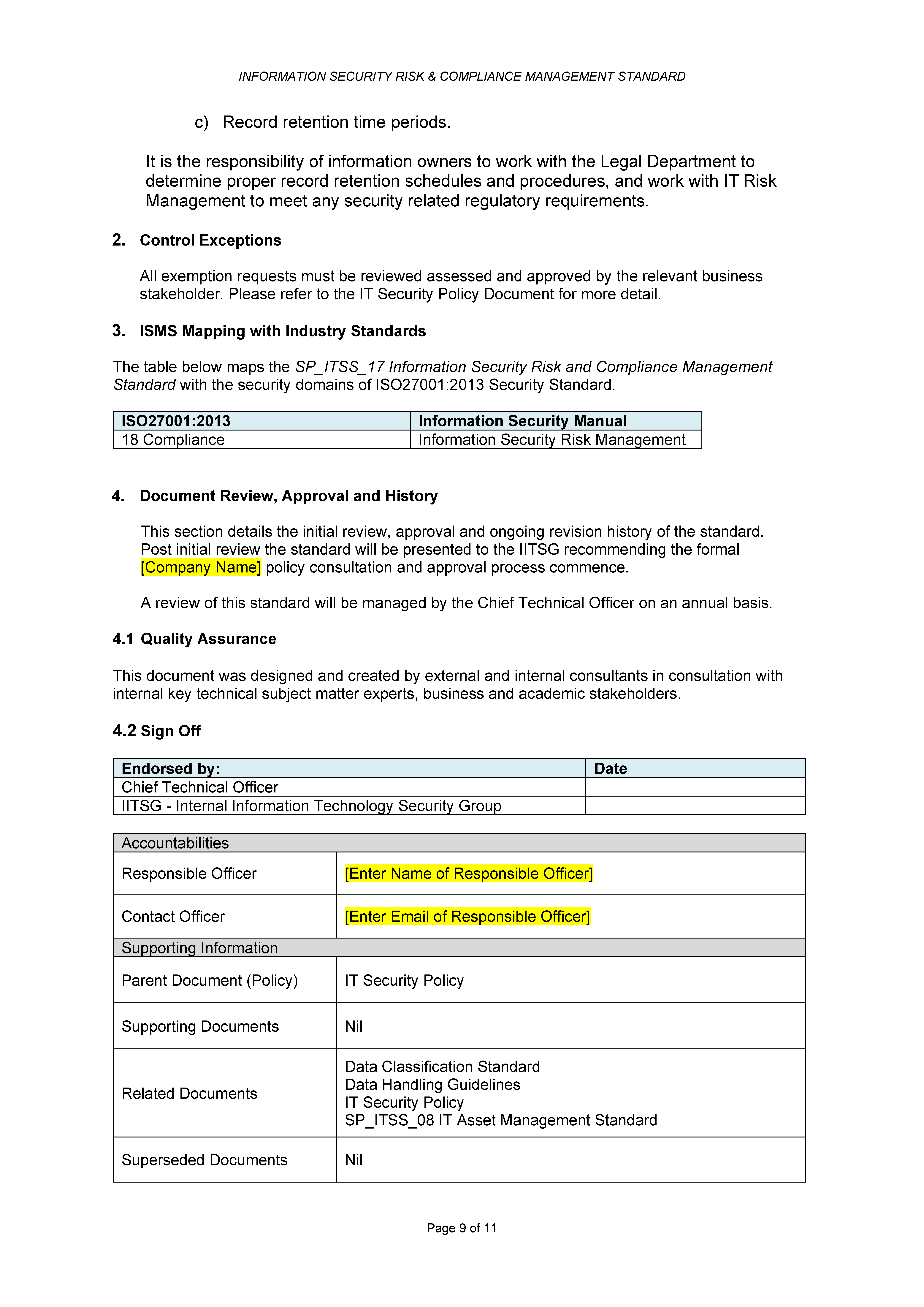 IT Security Risk & Compliance Management | Templates at ...
