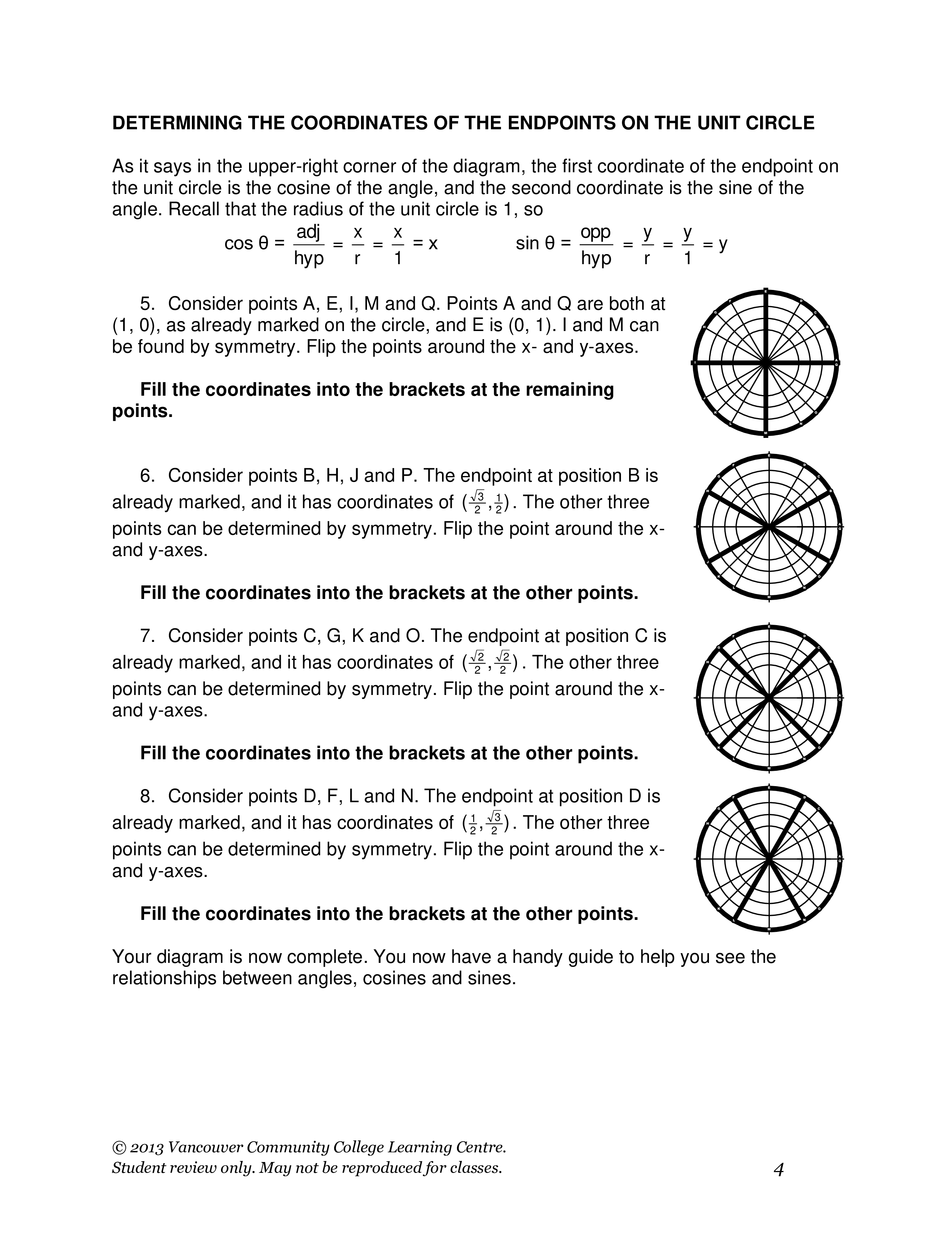 Unit Circle Worksheet Templates At Allbusinesstemplates