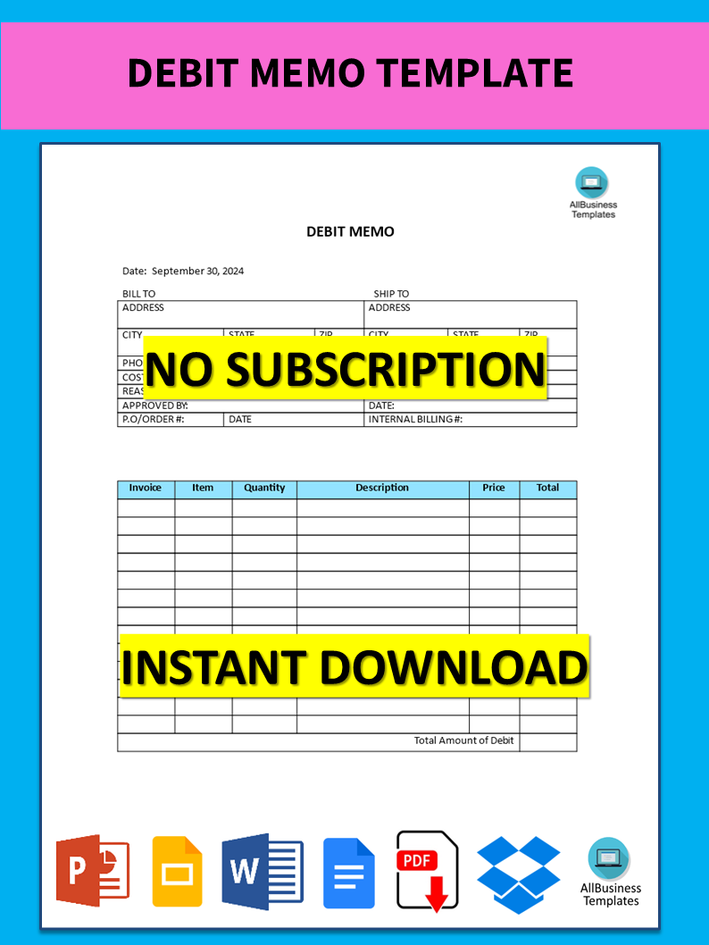 Debit Memo | Templates at allbusinesstemplates.com