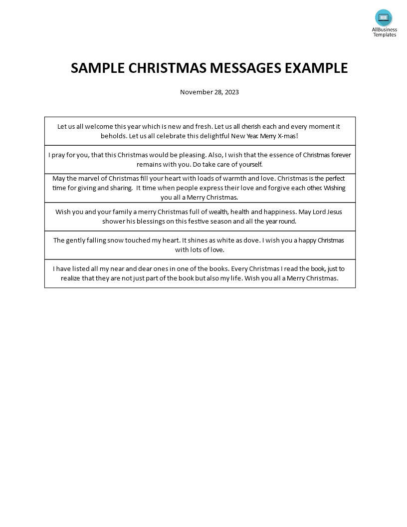 Sample Christmas Messages Example Gratis
