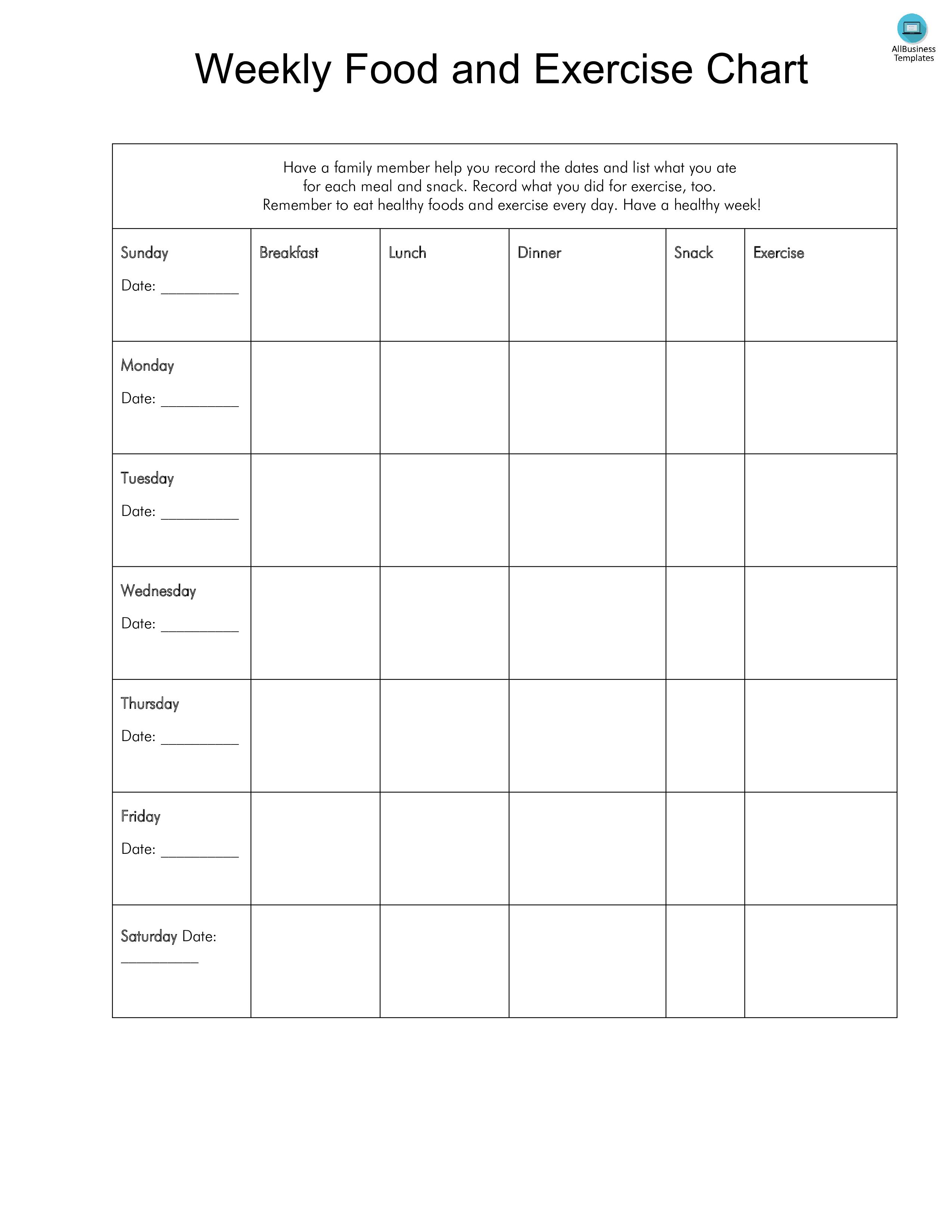 Weekly Food Diary | Templates at allbusinesstemplates.com
