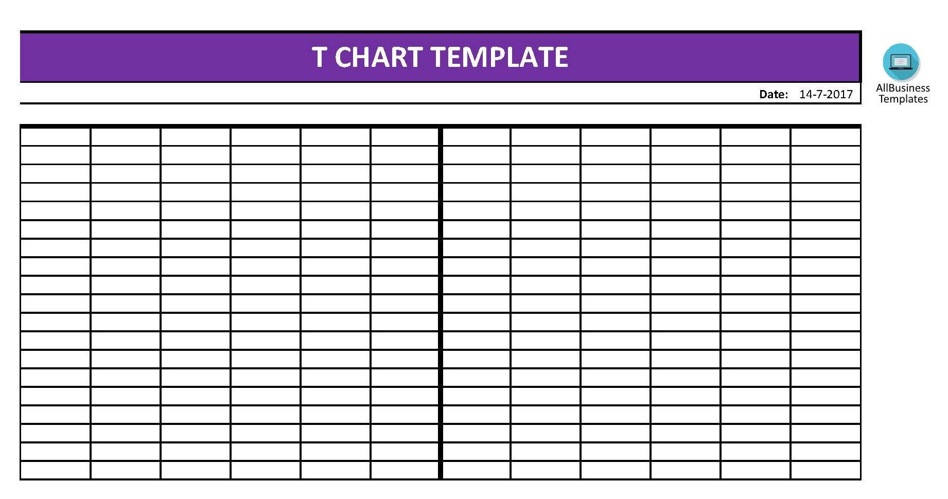 Kostenloses T Chart Excel template