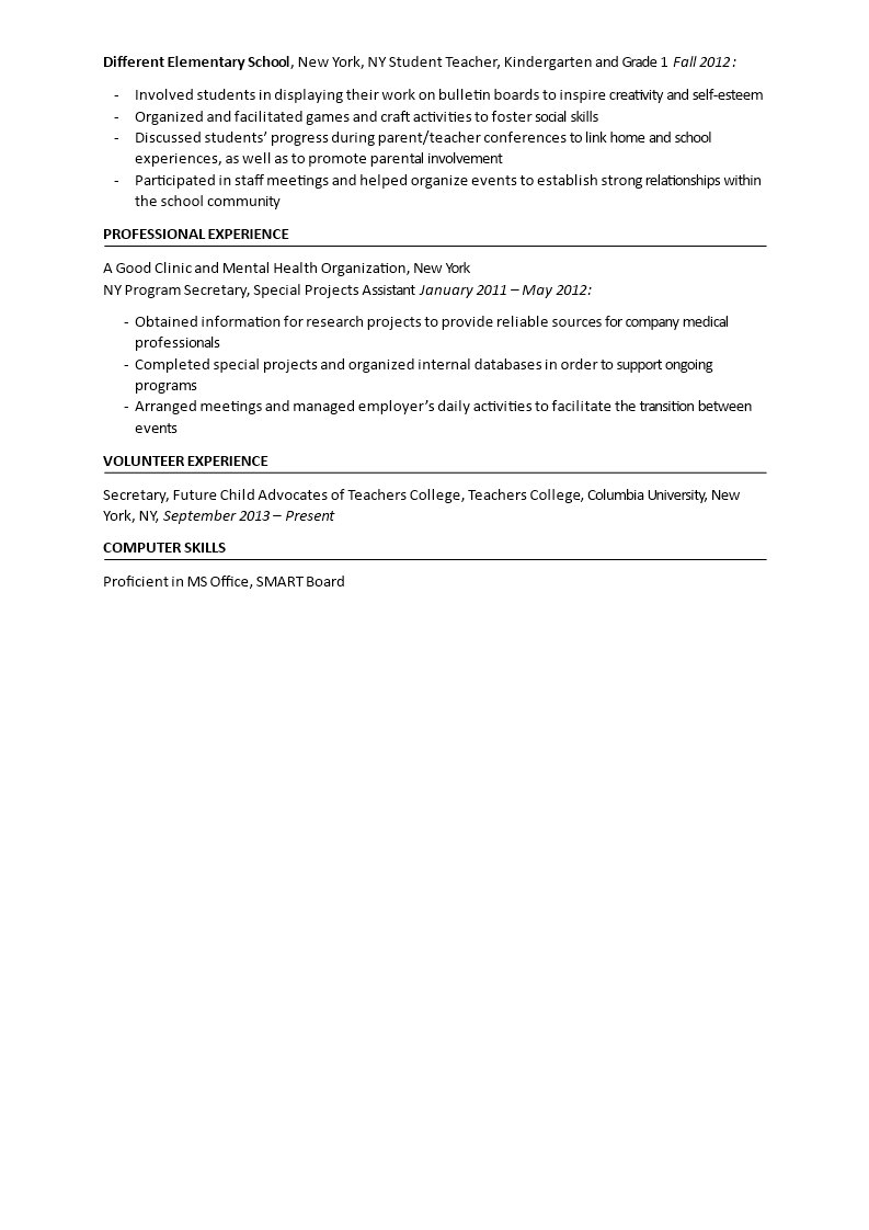 Elementary Education Resume Sample | Templates at allbusinesstemplates.com