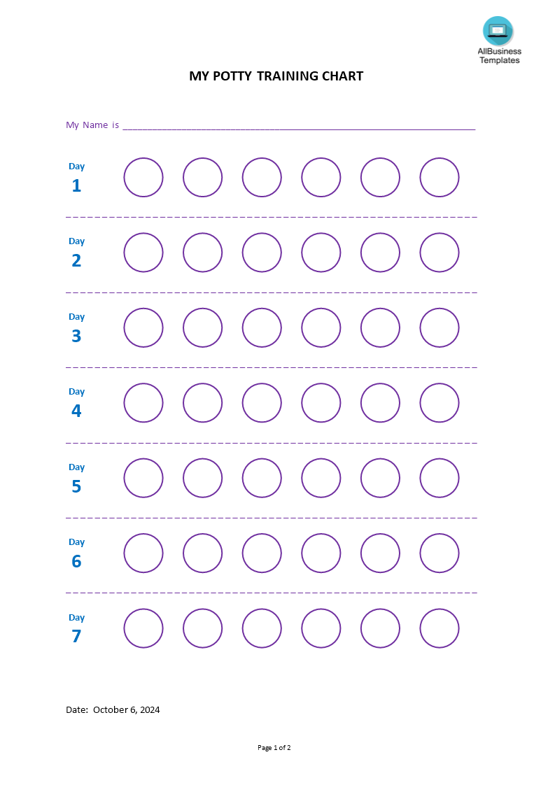 Potty Chart | Templates at allbusinesstemplates.com