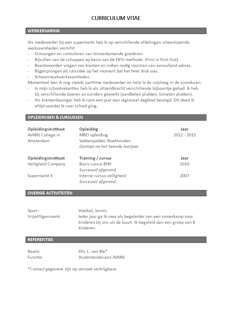 Voorbeeld modern CV | Templates at allbusinesstemplates.com