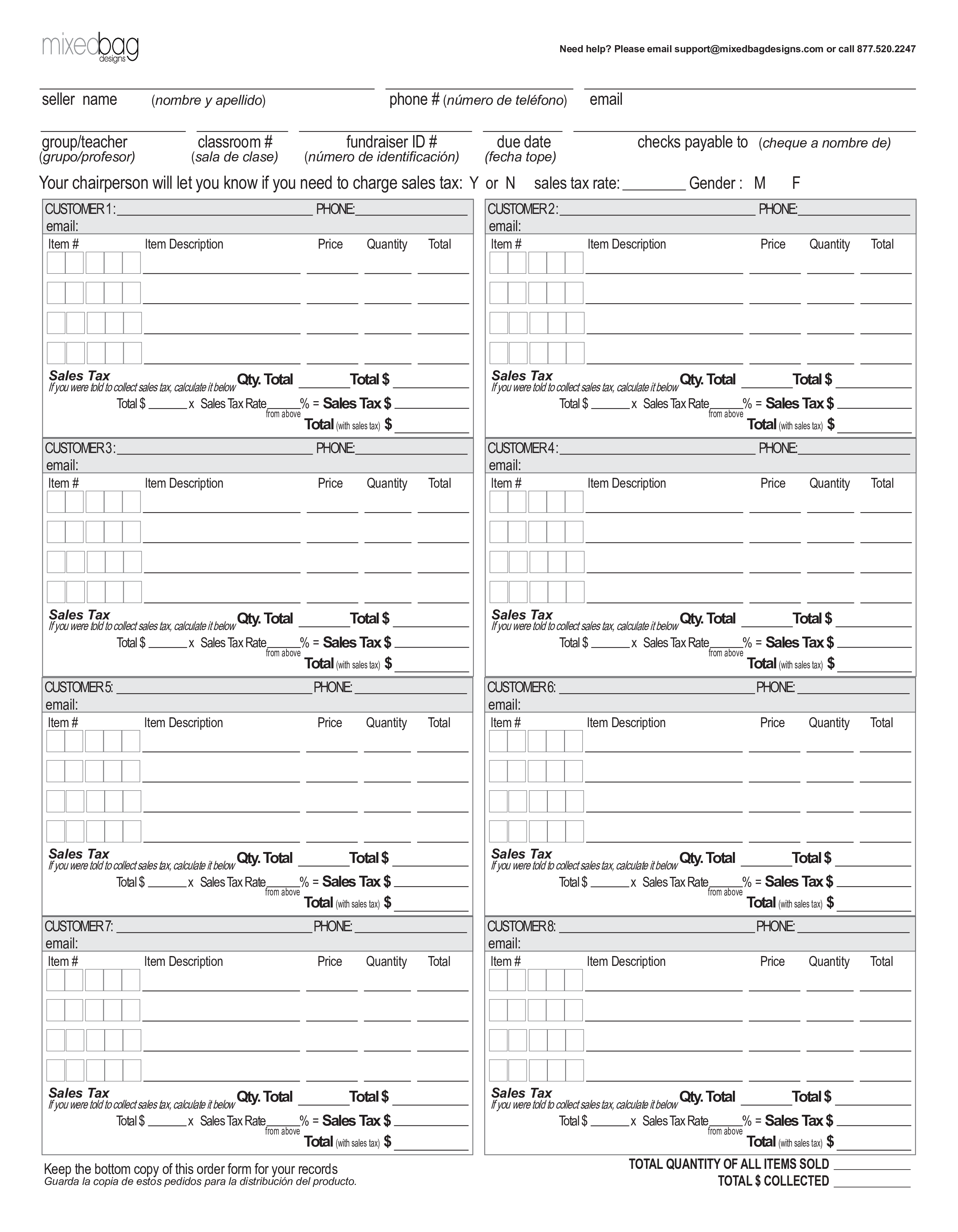 Télécharger Gratuit Student Order Form sheet