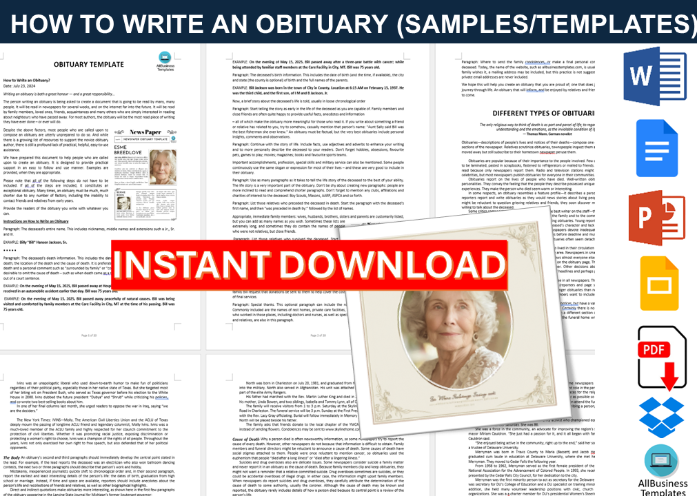 Religious Obituary Sample | Templates at allbusinesstemplates.com