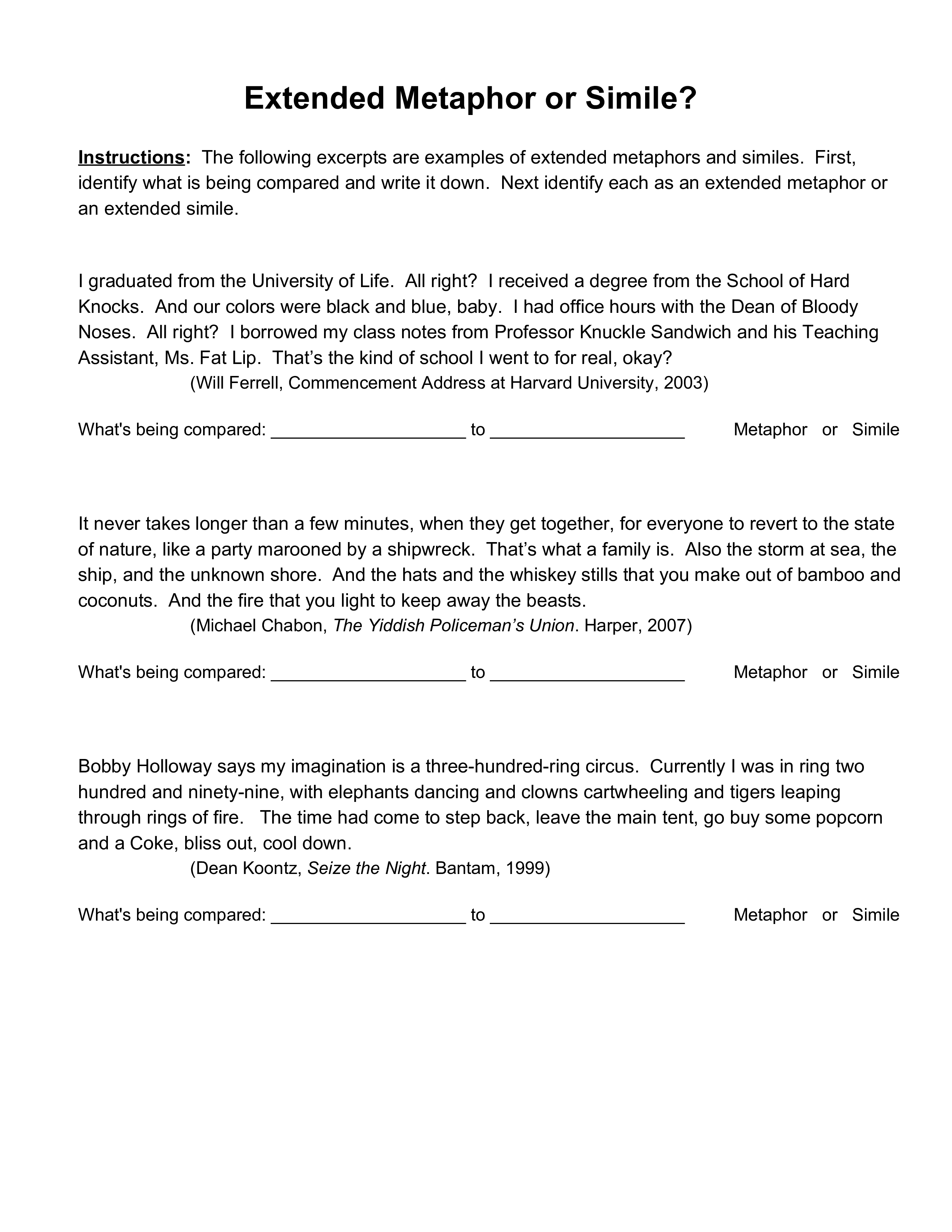 Practice Writing Metaphors | Templates at allbusinesstemplates.com