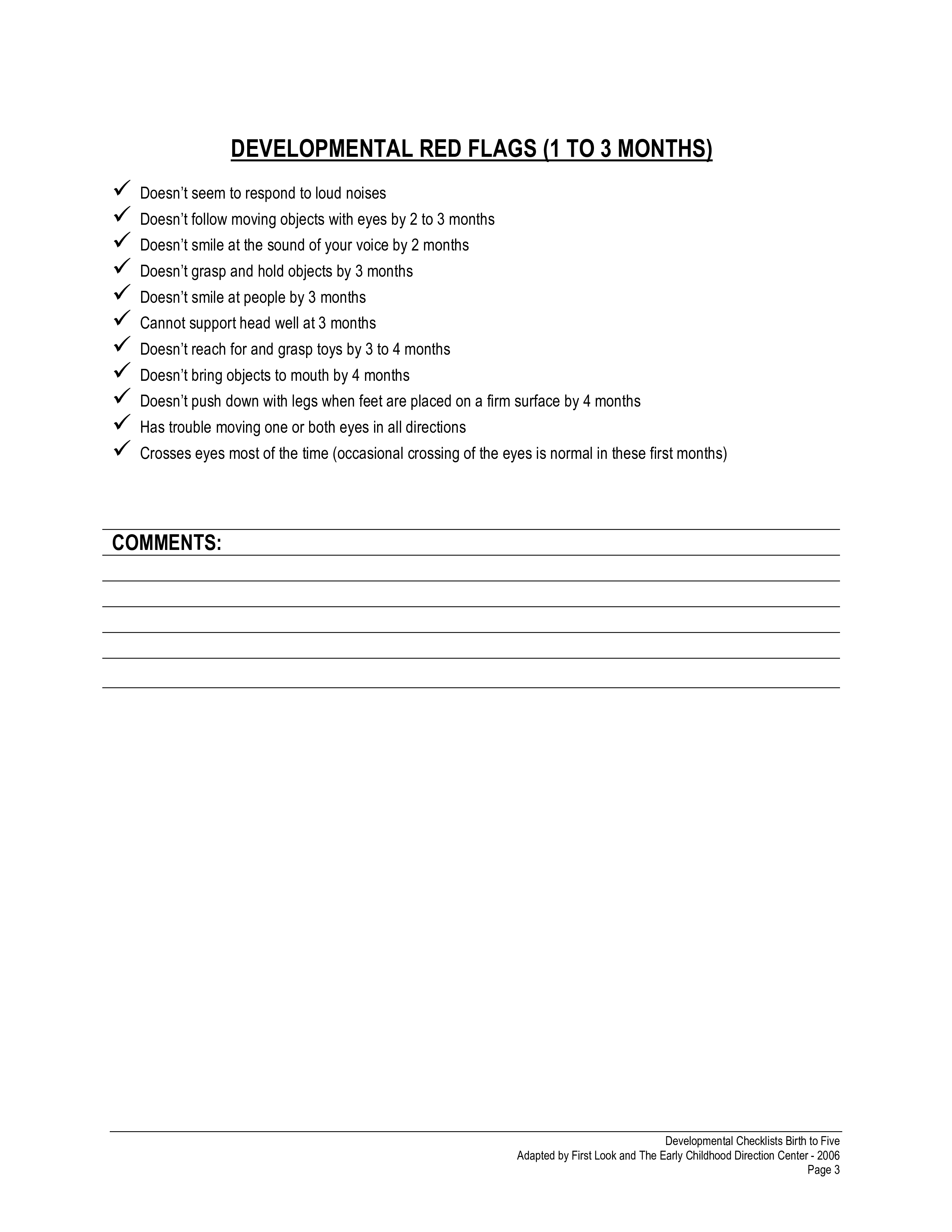 Developmental Checklists for early childhood | Templates at ...