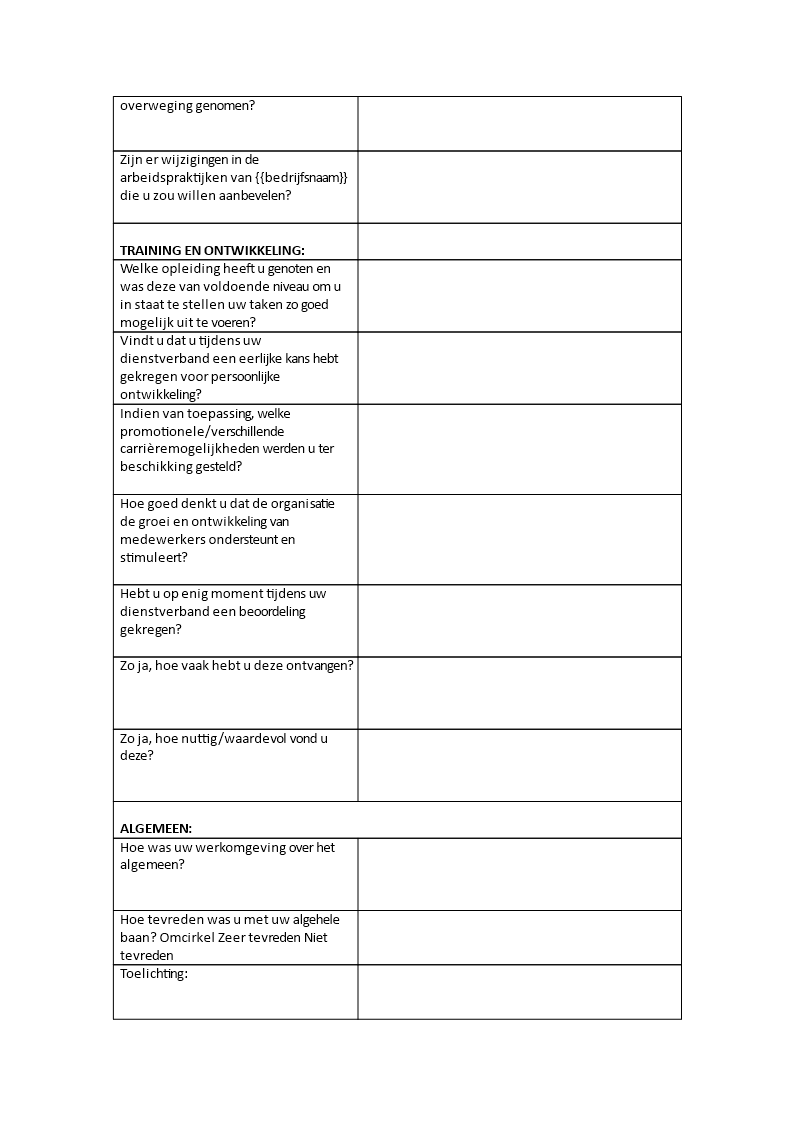 Exit Interview Formulier | Templates at allbusinesstemplates.com