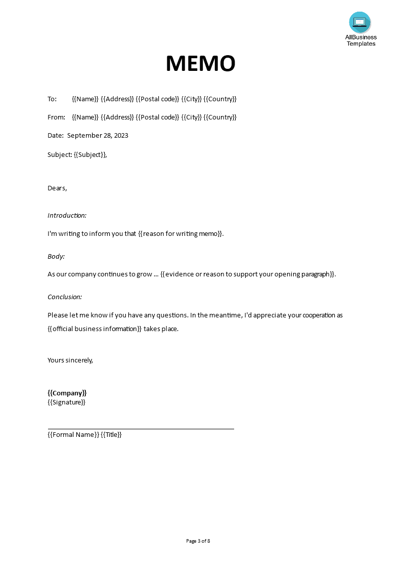 Legal Memo Example | Templates at allbusinesstemplates.com