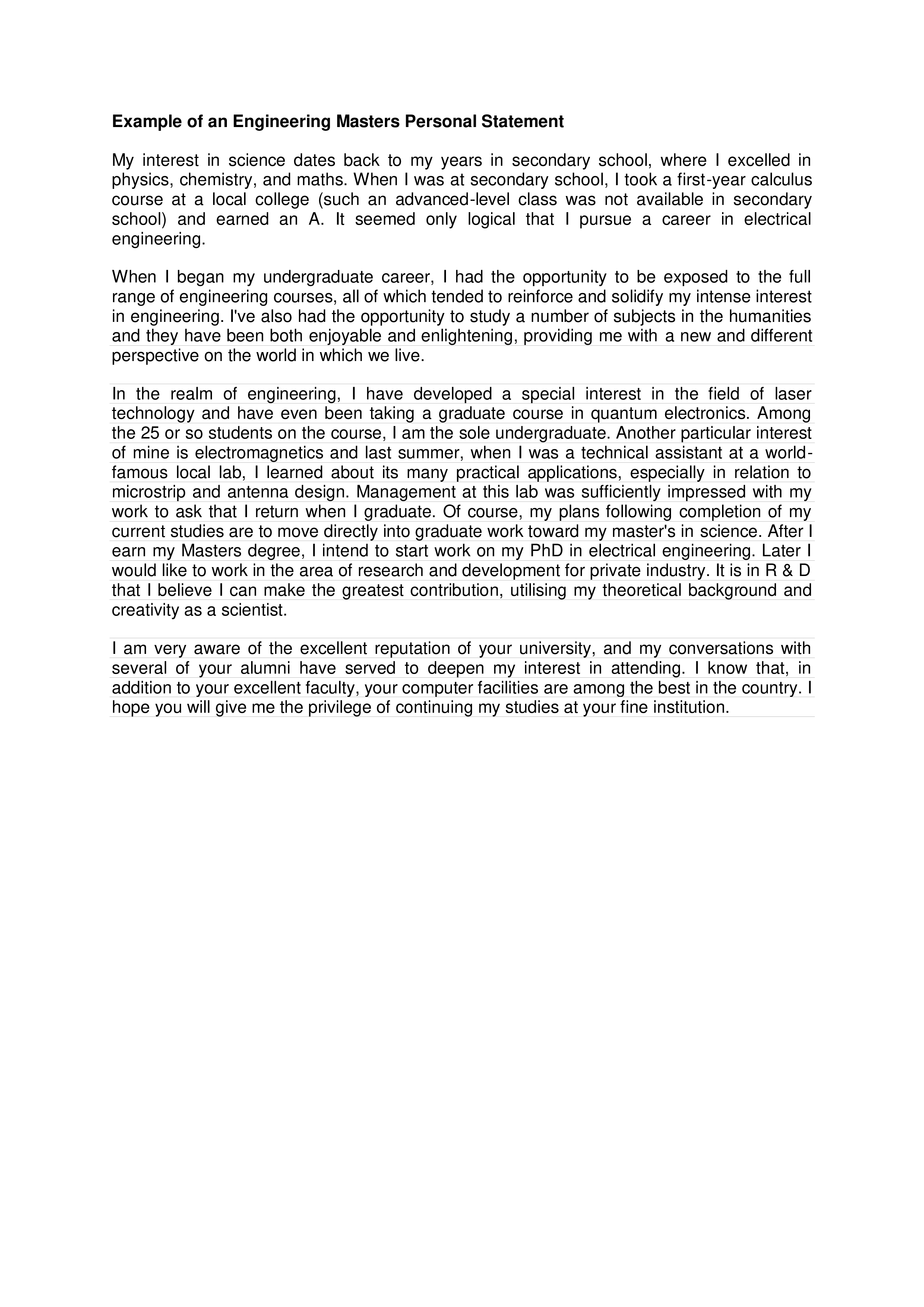 Engineering Graduate School Personal Statement 