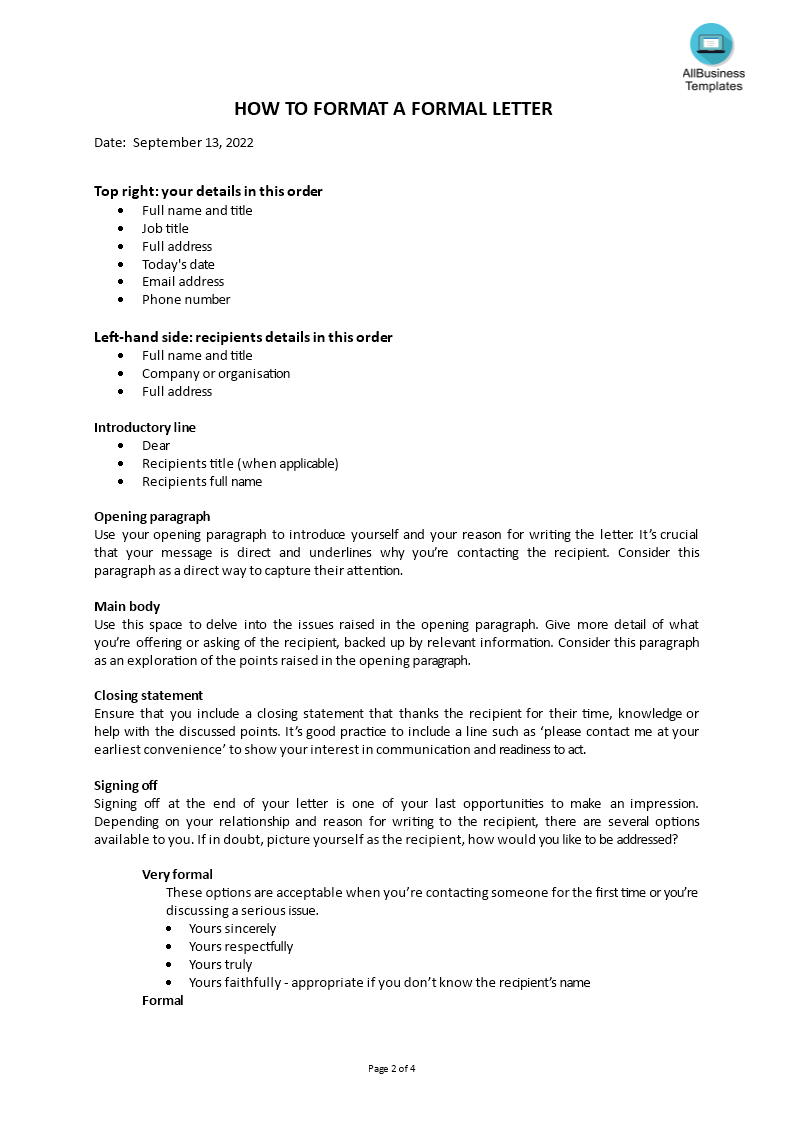 Business Proposal Formal Letter | Templates at allbusinesstemplates.com