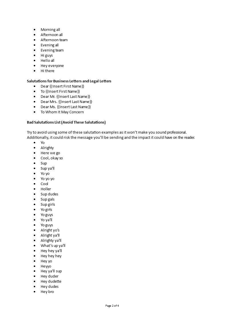 Salutation In A Letter | Templates at allbusinesstemplates.com