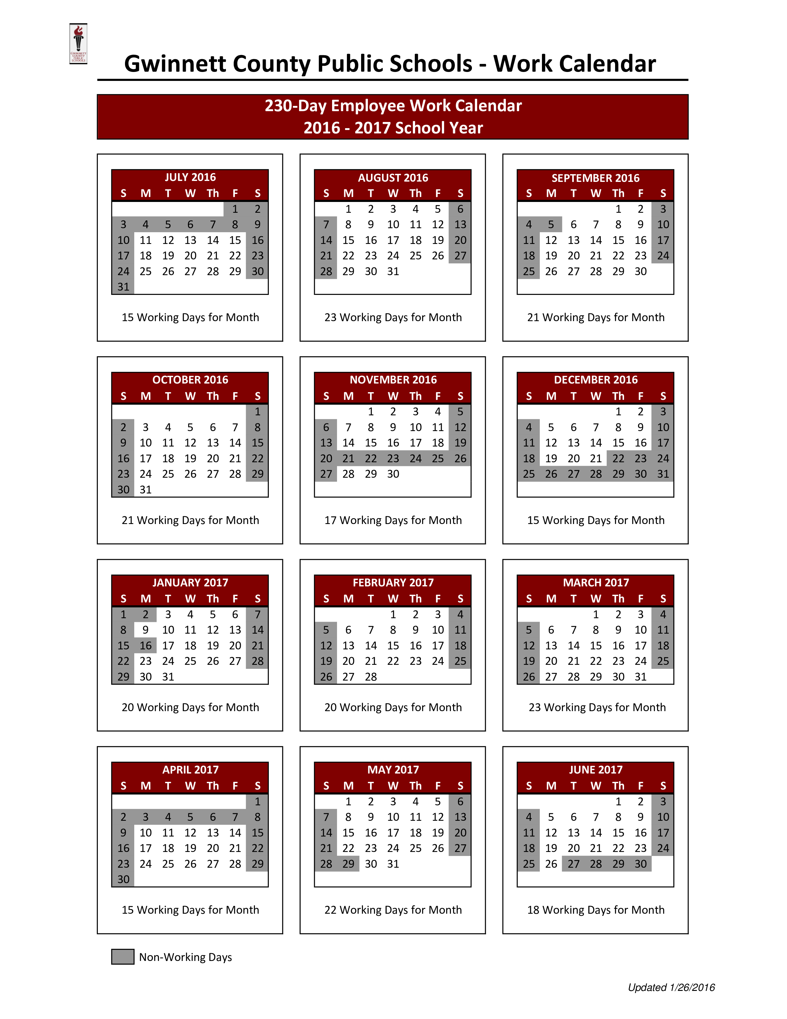 Kostenloses School Work Calendar