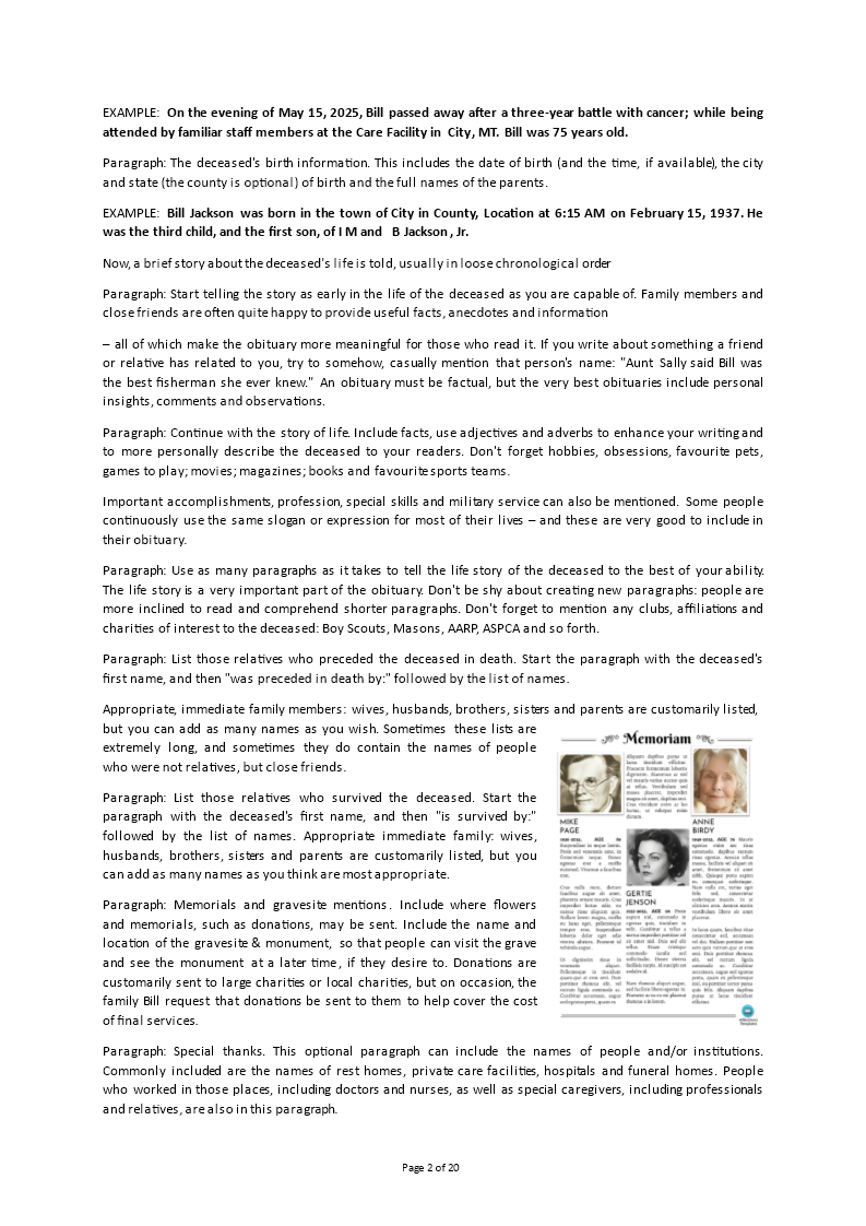 Religious Obituary Sample | Templates at allbusinesstemplates.com