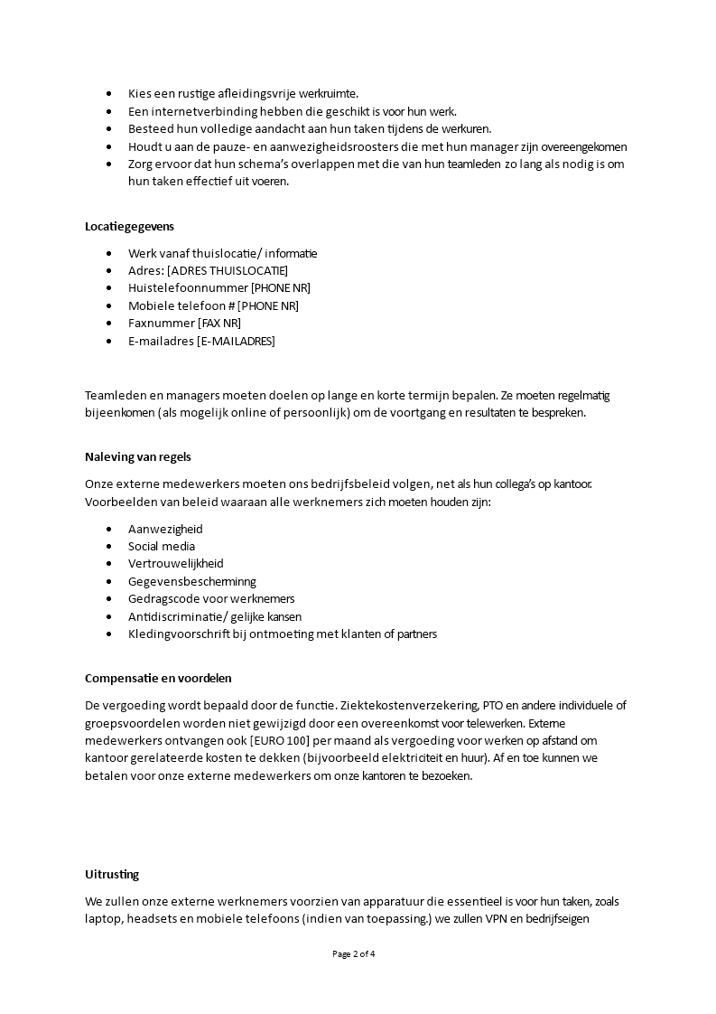 高级 Thuis- & Telewerken Beleid | 样本文件在 allbusinesstemplates.com