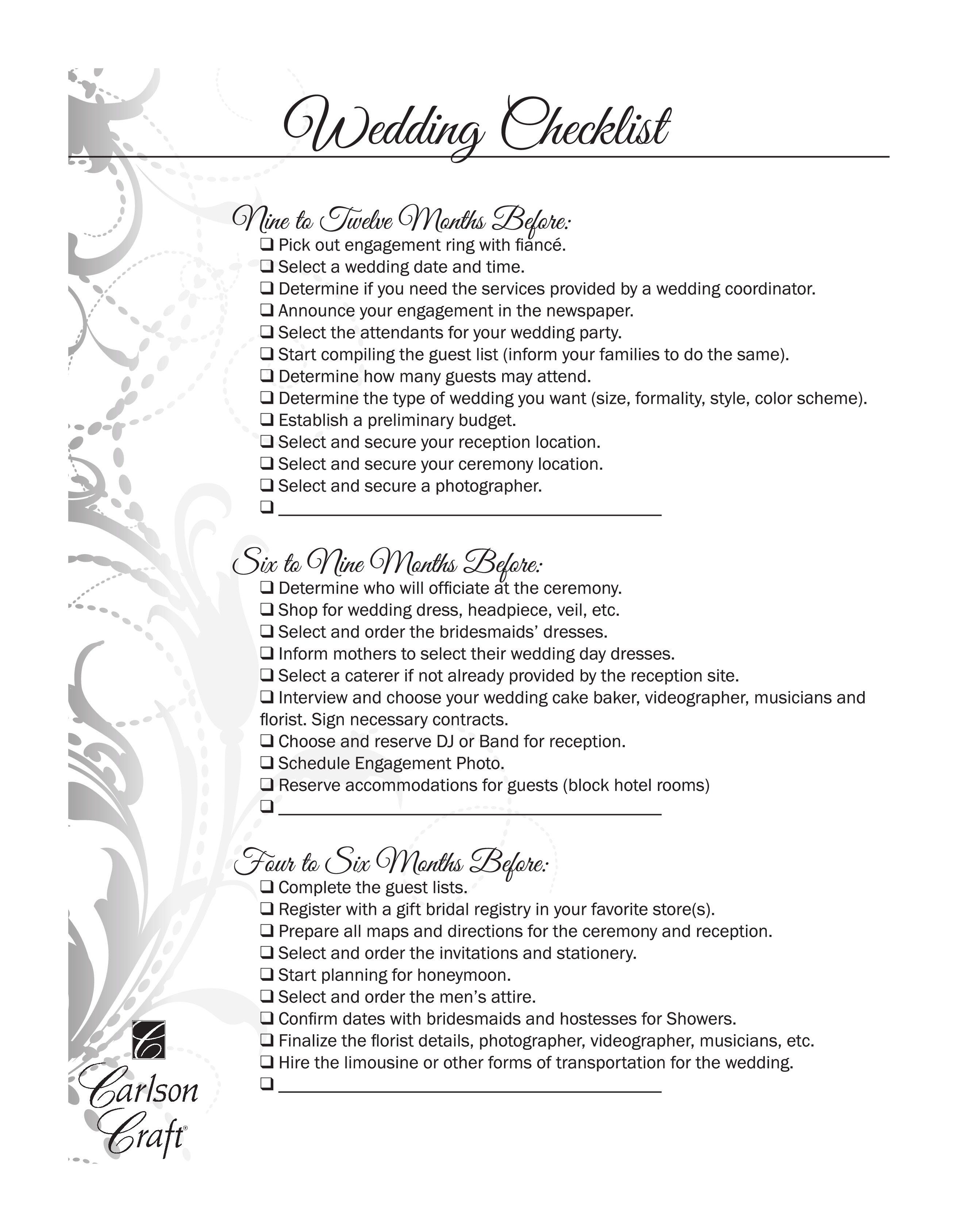 Professional Wedding Checklist Templates At Allbusinesstemplates