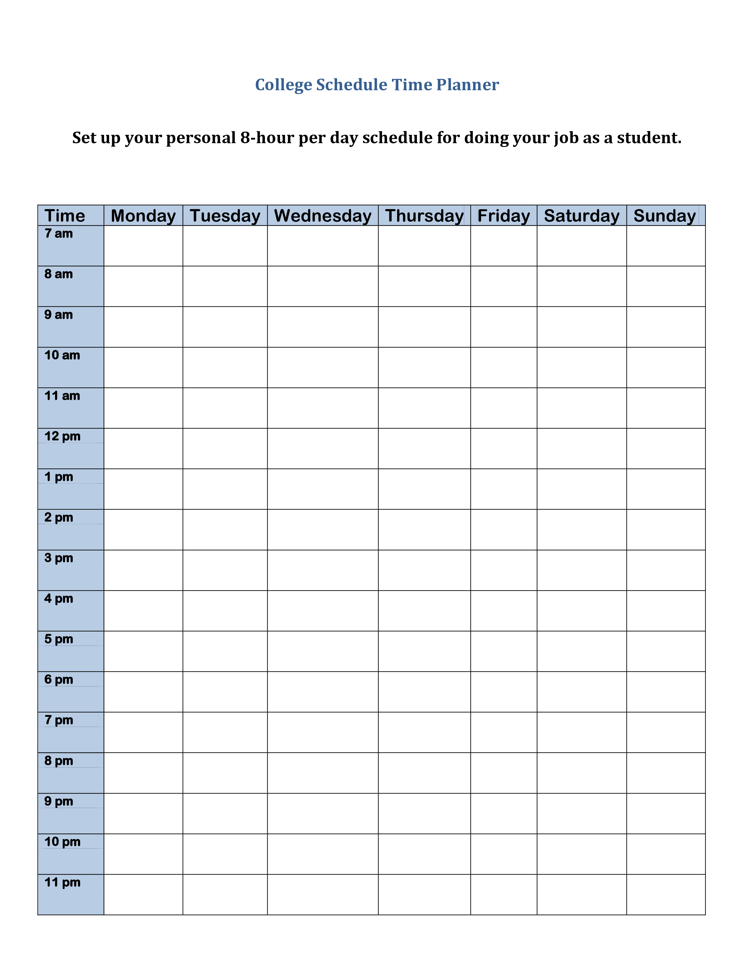 College Class Schedule | Templates at allbusinesstemplates.com