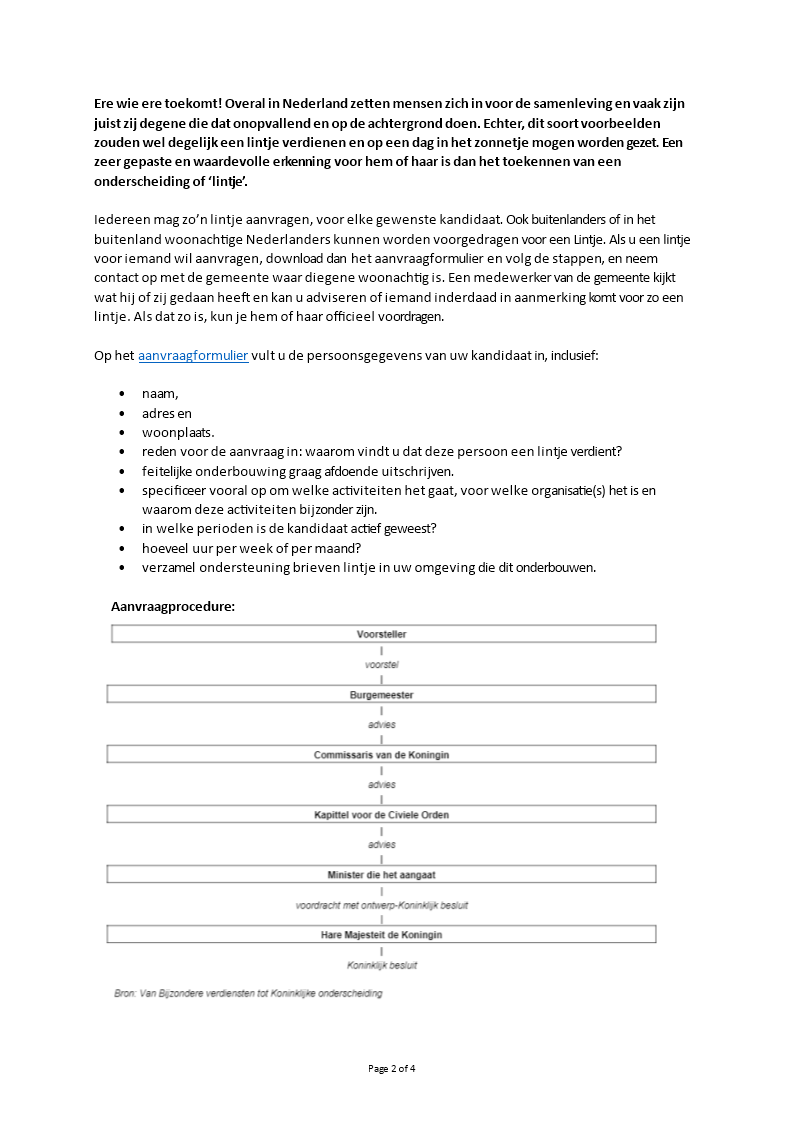 Aanbevelingsbrief Lintje Gratis