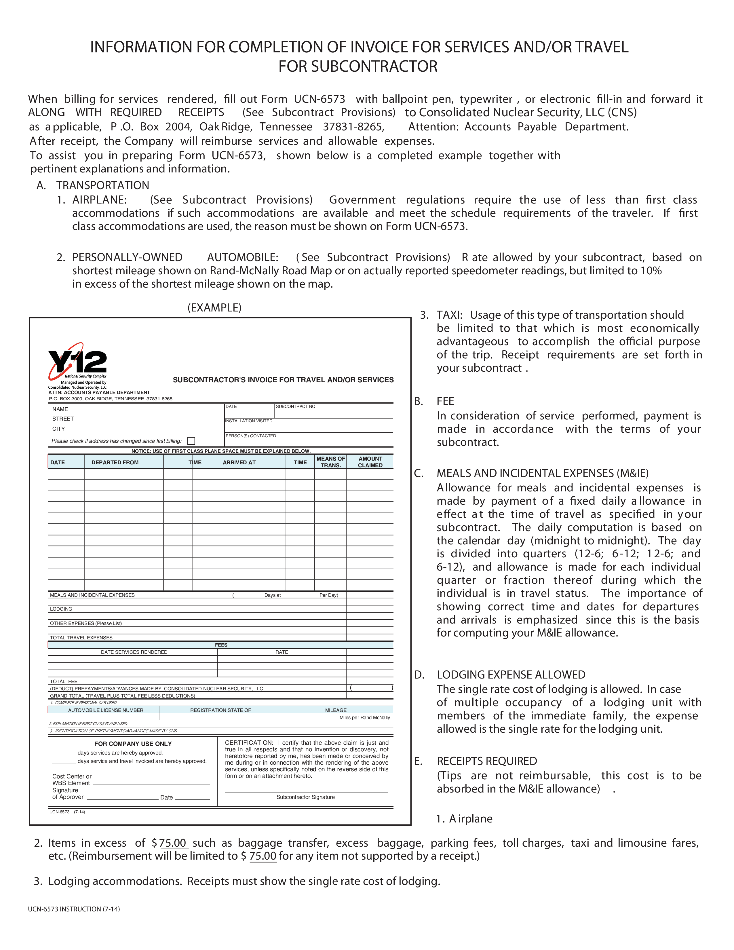 Subcontractor Invoice For Travel And/Or Services | Templates at ...