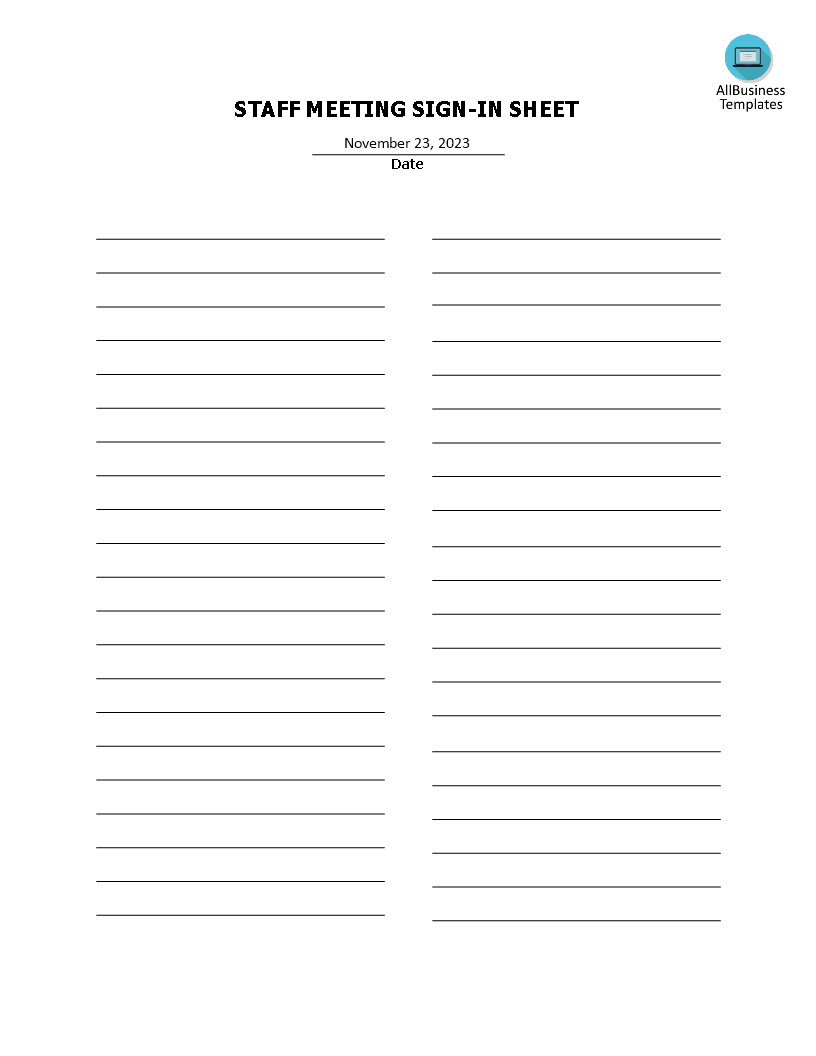 Staff Meeting Sign In Sheet | Templates at allbusinesstemplates.com