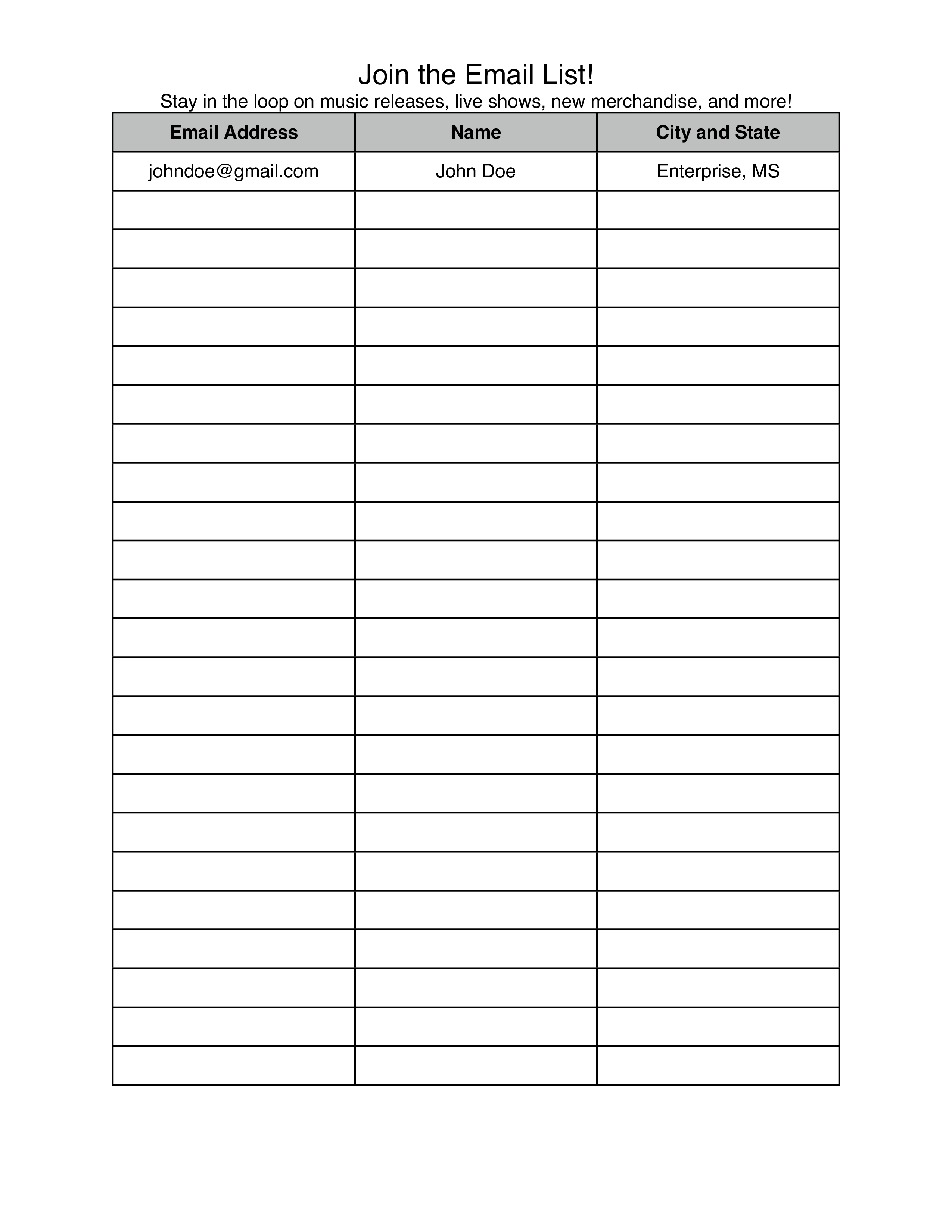 Sample Email Address List Templates At Allbusinesstemplates