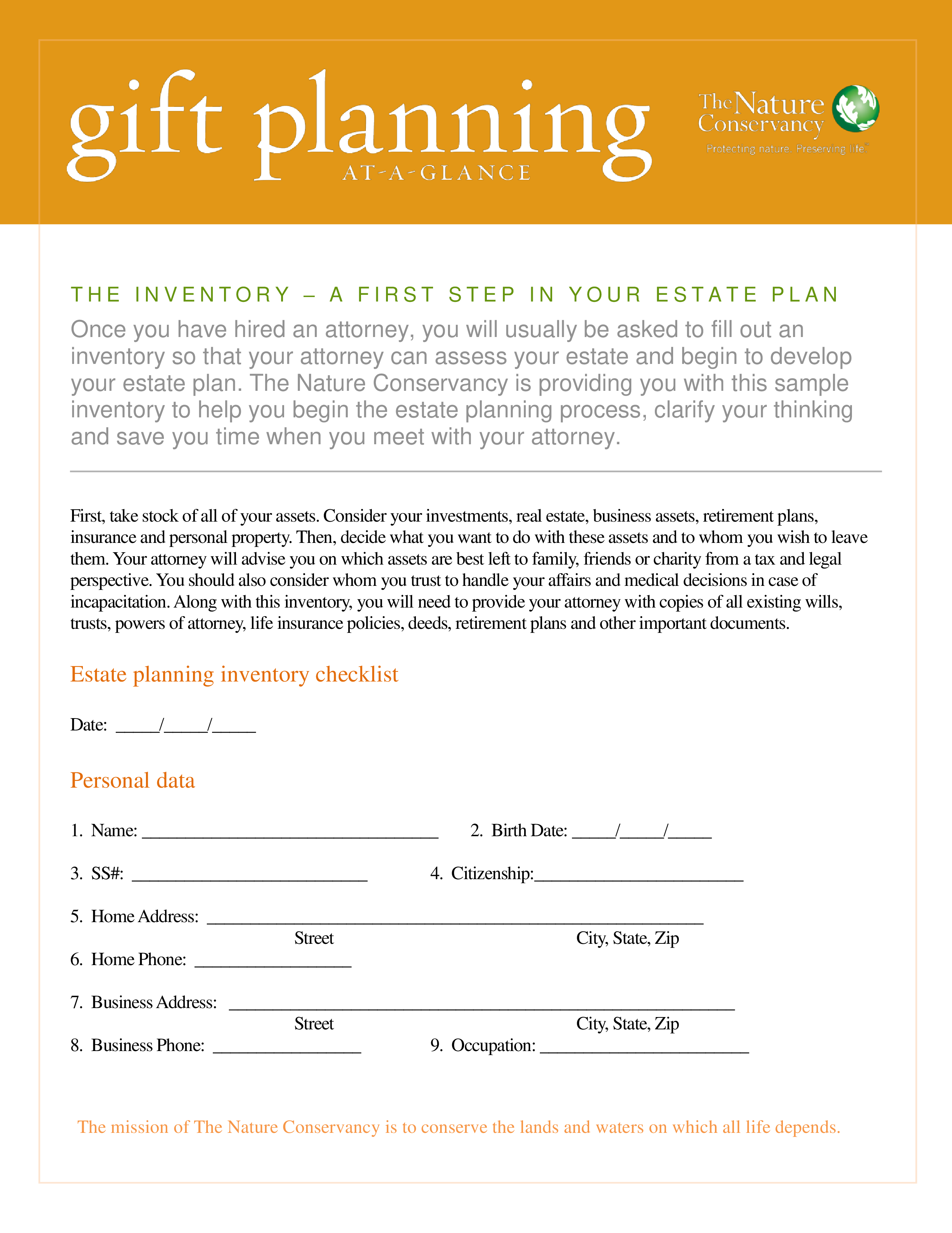 Personal Estate Plan Inventory Template Templates At 