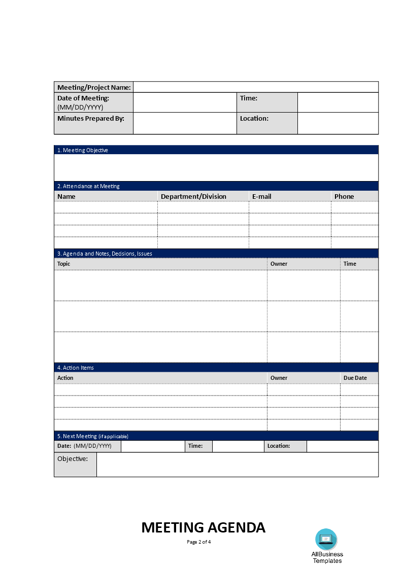 Project Meeting Agenda in Word | Templates at allbusinesstemplates.com