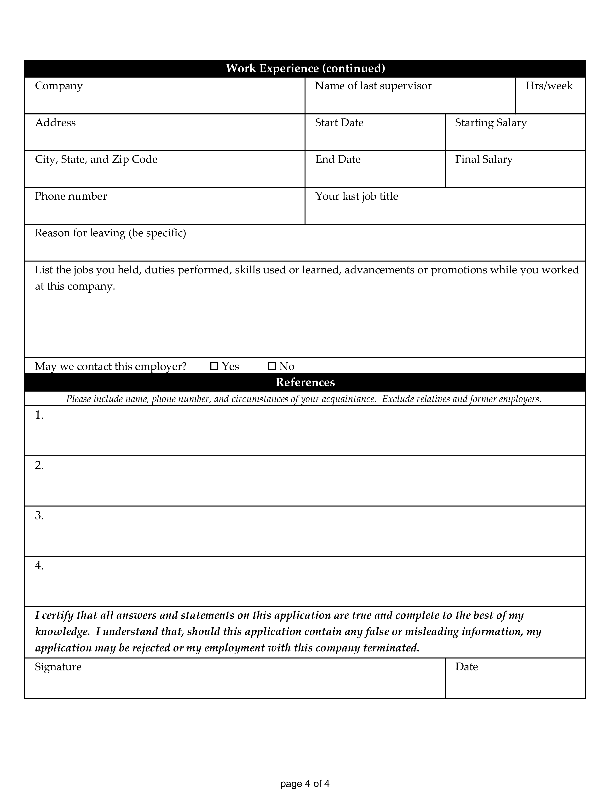 Blank Job Application For Employer PDF | Templates at ...
