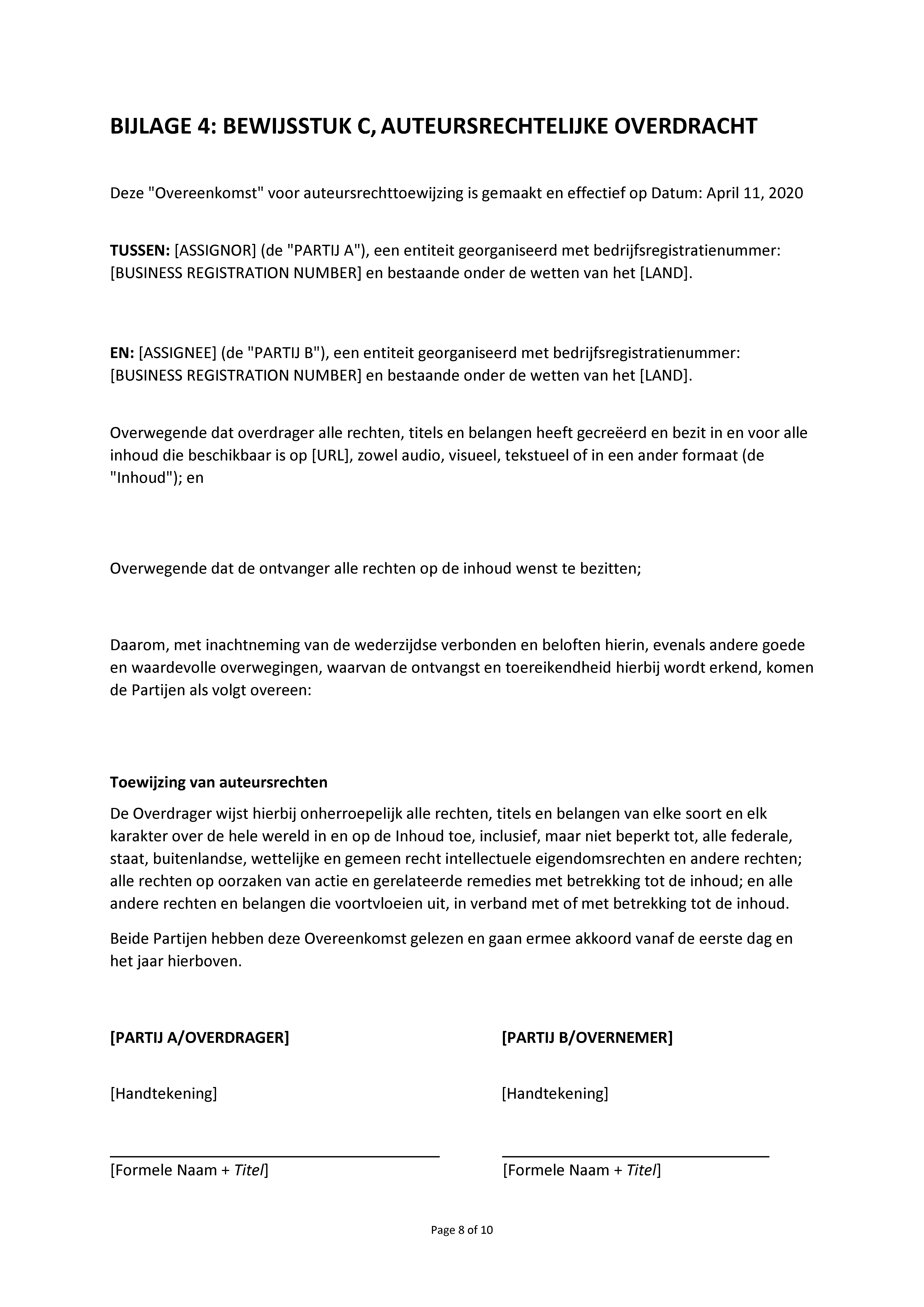 Online Business Overdrachts overeenkomst | Templates at ...