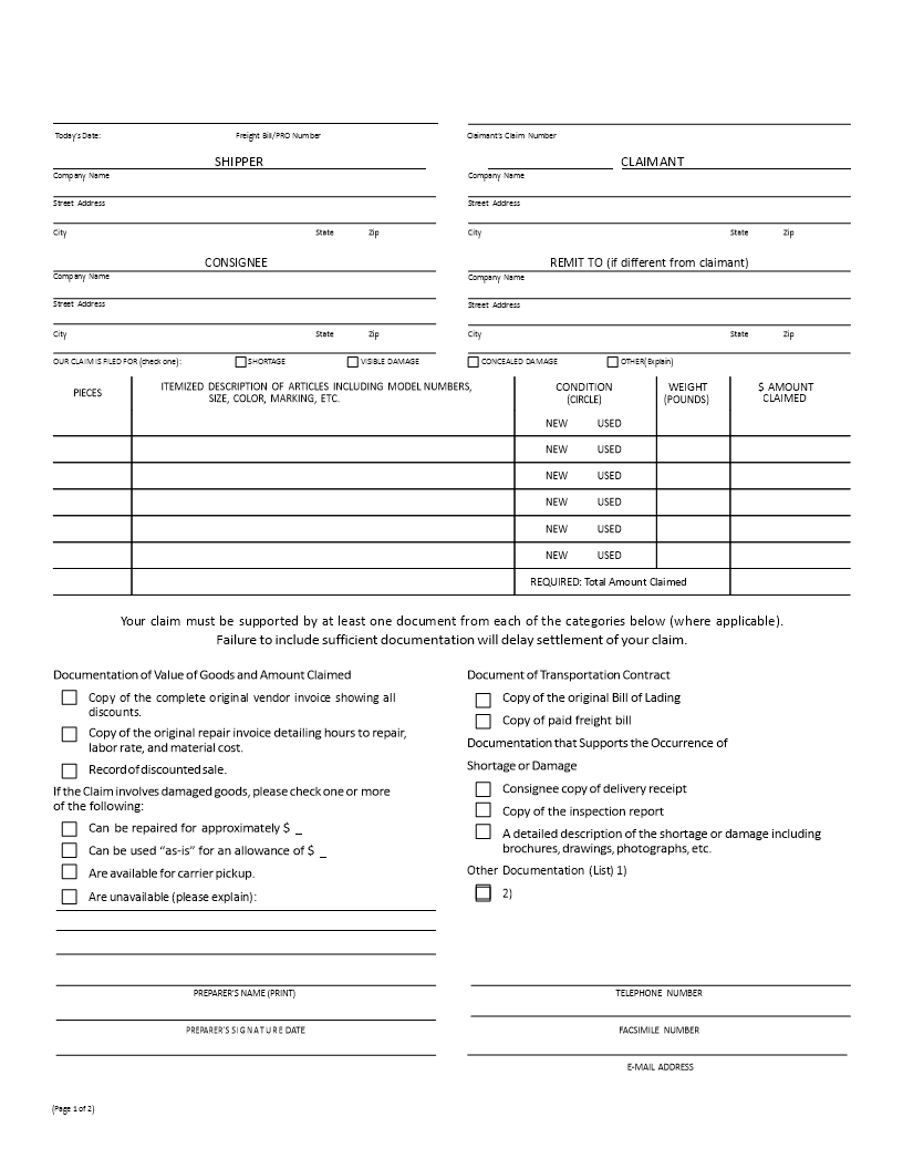 Sample Fax Cover Sheet loss and damage claim | Templates at ...