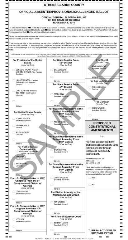 USA Presidential Election Ballot Trump Clinton Johnson | Templates at ...