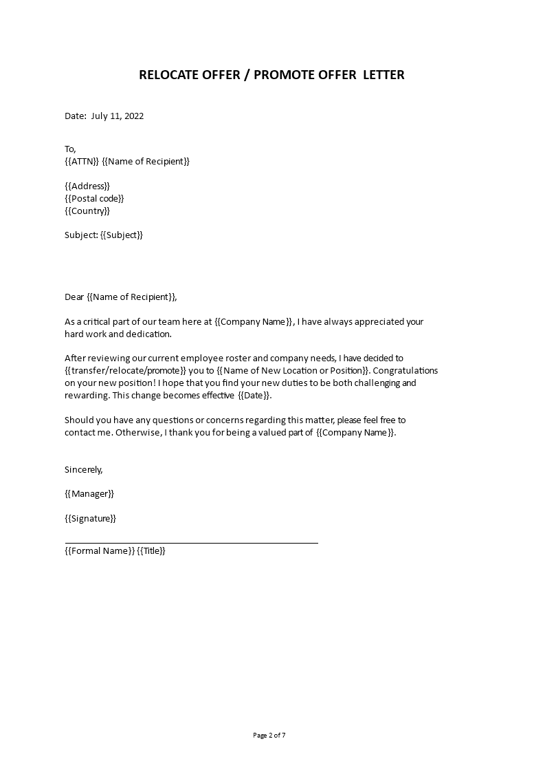 Promotion Recommendation Letter Format | Templates at ...