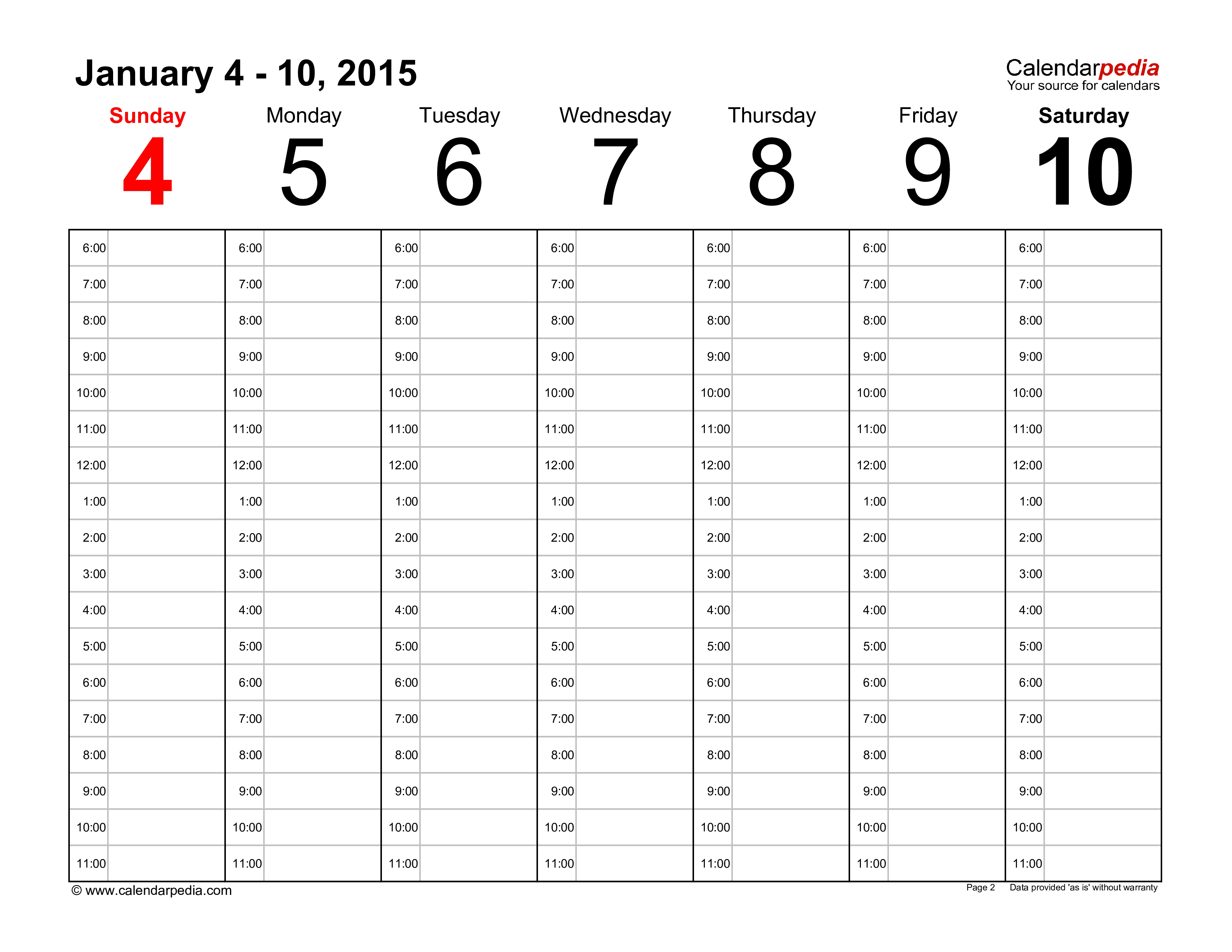 weekly calendar 2015 landscape | Templates at allbusinesstemplates.com