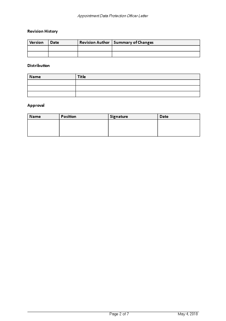 Appointment GDPR Data Officer Letter | Templates at ...