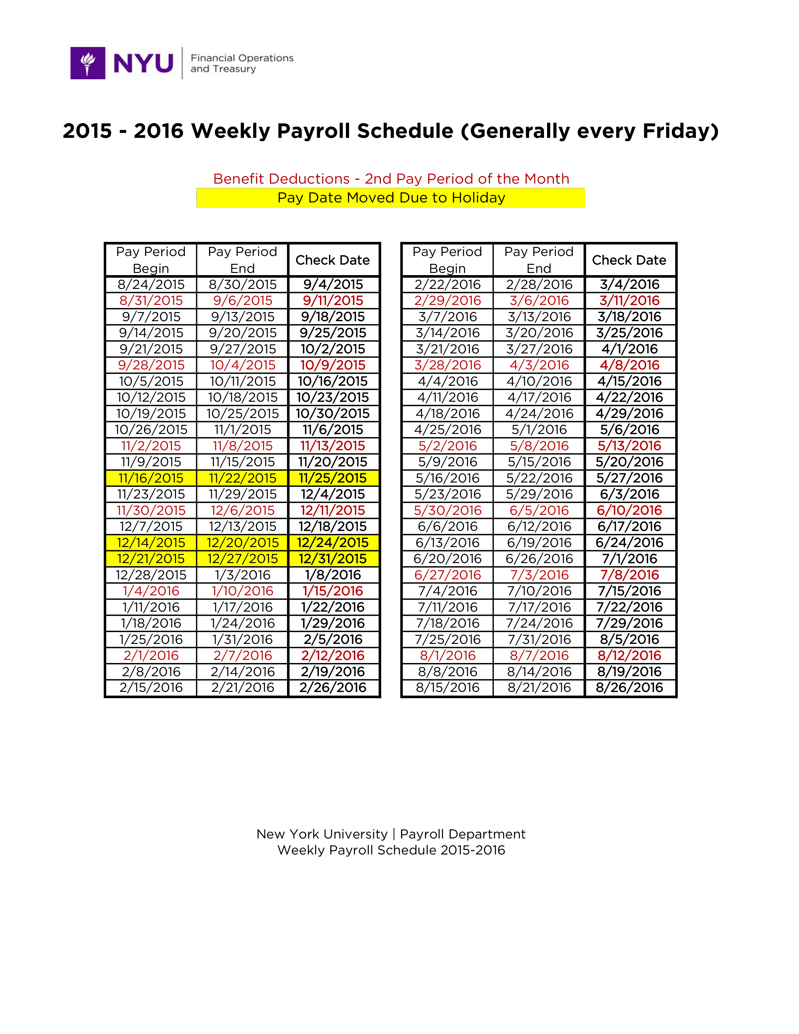 T l charger Gratuit Weekly Payroll Schedule