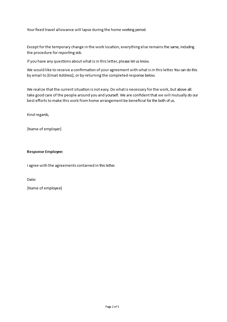 Work From Home Letter To Employee Coronavirus | Templates at ...