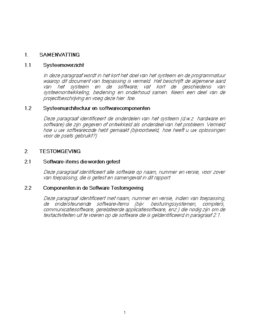 Software Test Rapport | Templates at allbusinesstemplates.com