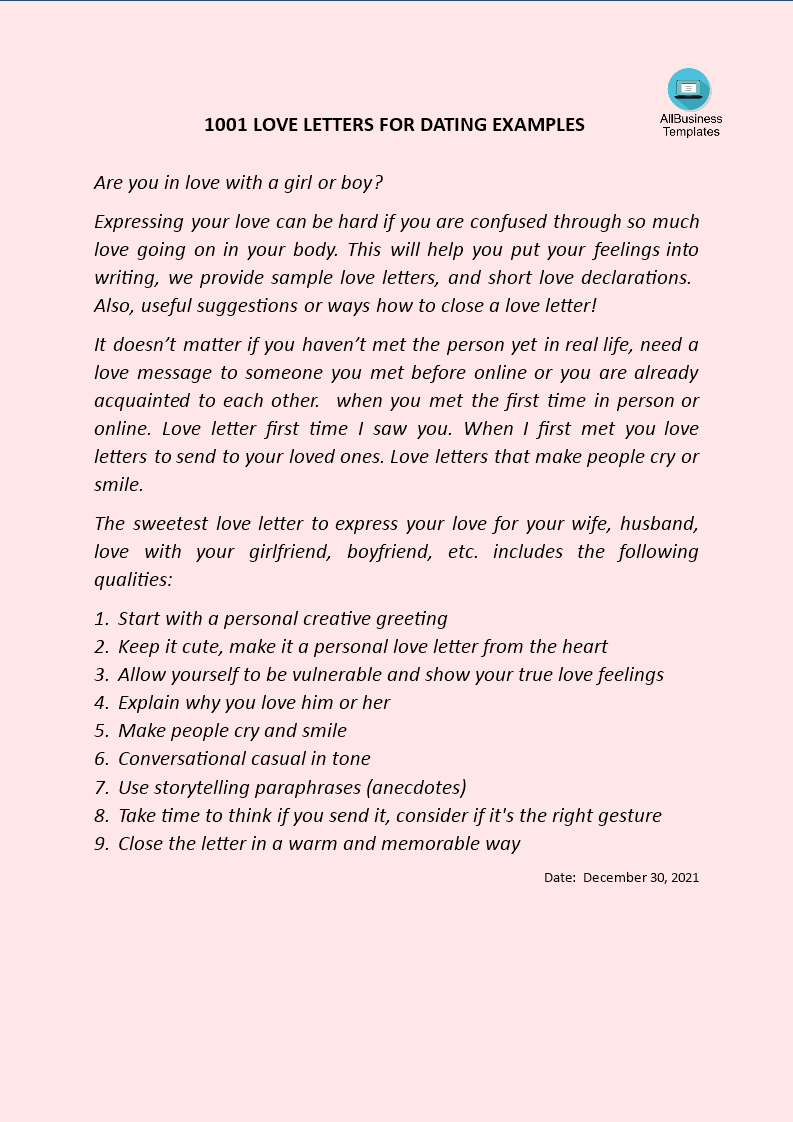 Gratis Love Letter samples