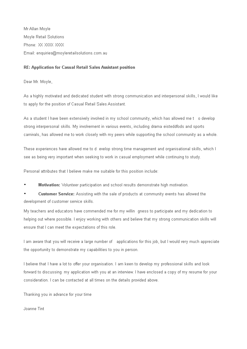 Student Job Application Letter With No Experience Templates At