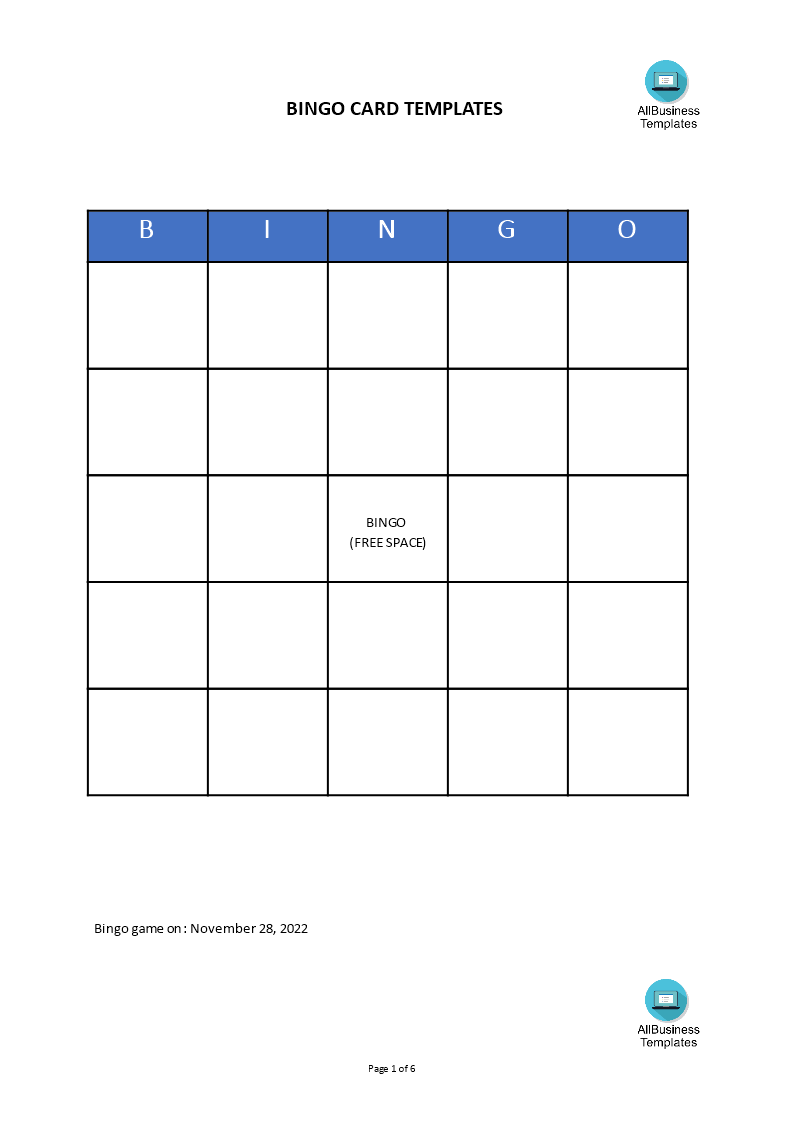 Bingo Game Board | Templates at allbusinesstemplates.com