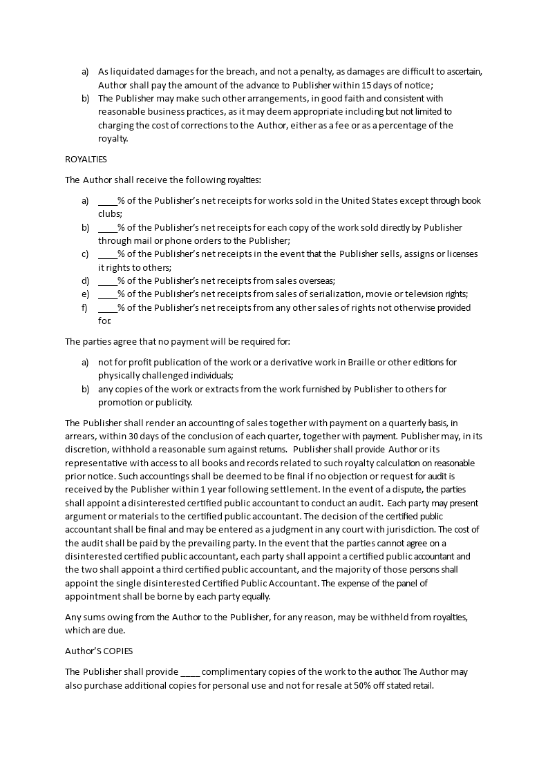 Book publication agreement | Templates at allbusinesstemplates.com