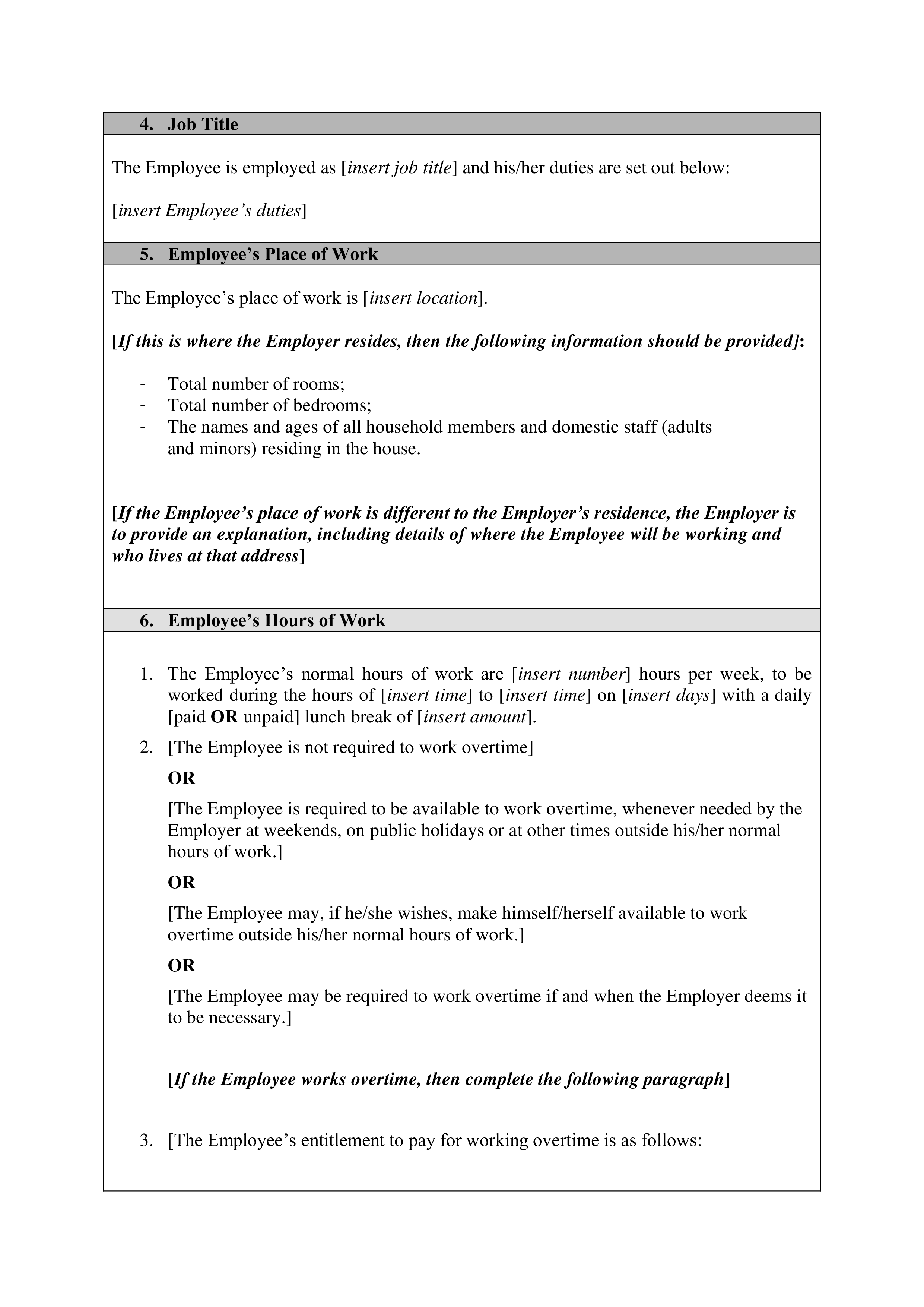 Domestic Worker Employment Contract | Templates at allbusinesstemplates.com