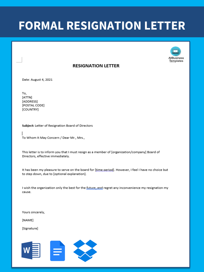 Letter Of Resignation Board Of Directors Sample Gratis letter-of-resignation-board-of-directors-sample-gratis